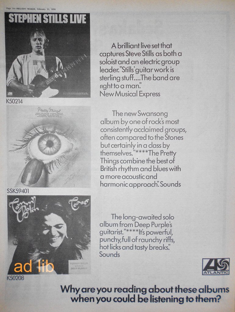 TOMMY BOLIN, PRETTY THINGS, STEPHEN STILLS - AT.. | Köp på Tradera ...