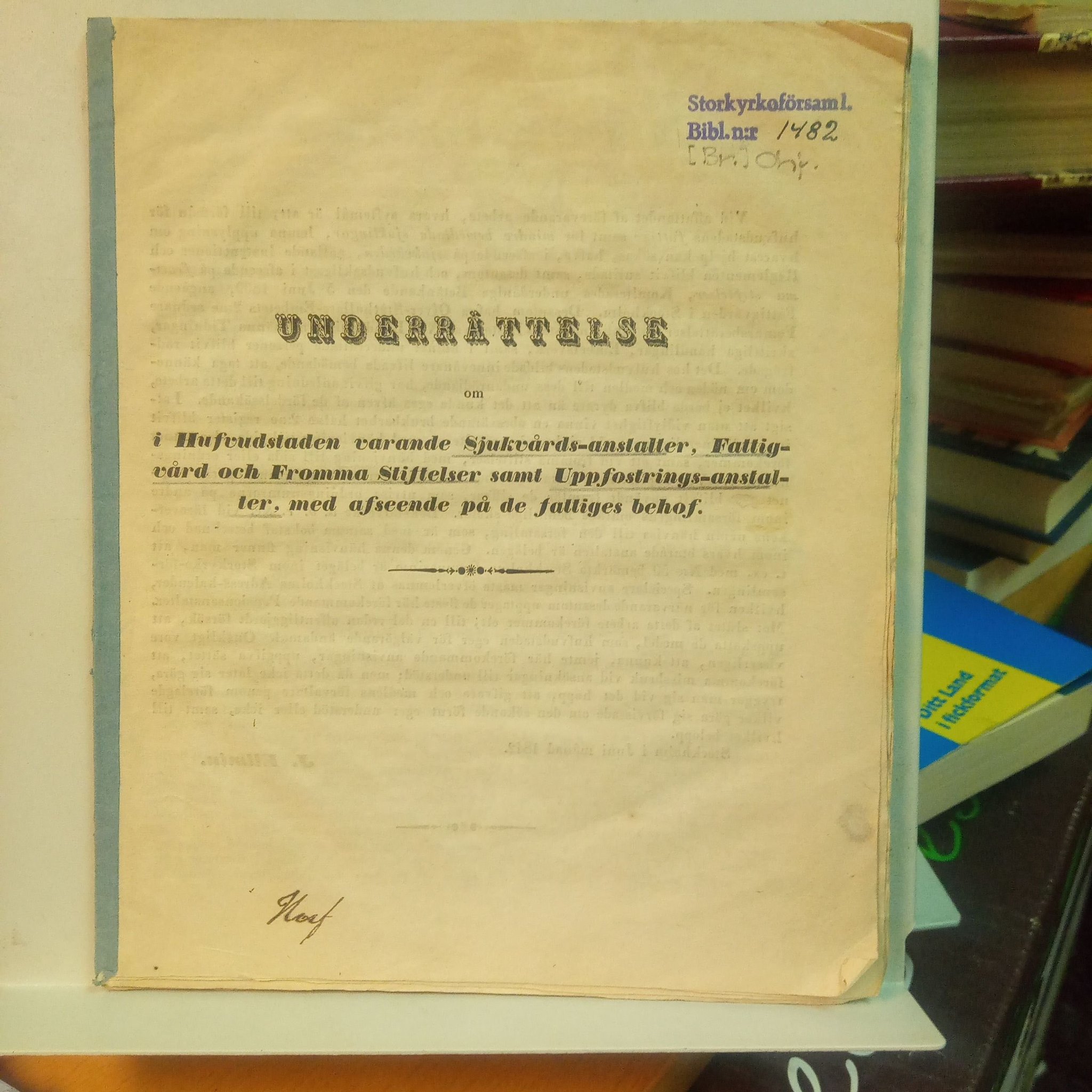 Underrättelse om Hufvudstadens varande Sjukvård.. | Köp på Tradera (690988501)