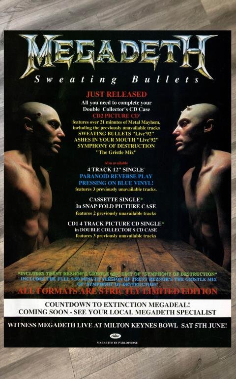 MEGADETH SWEATING BULLETS 1993 PHOTO .. (410046364) ᐈ Djupegatan på Tradera
