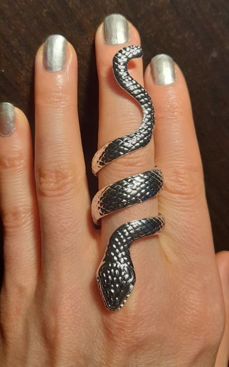 Silvrig stor ring med orm goth gothic metal roc.. | Köp på Tradera ...