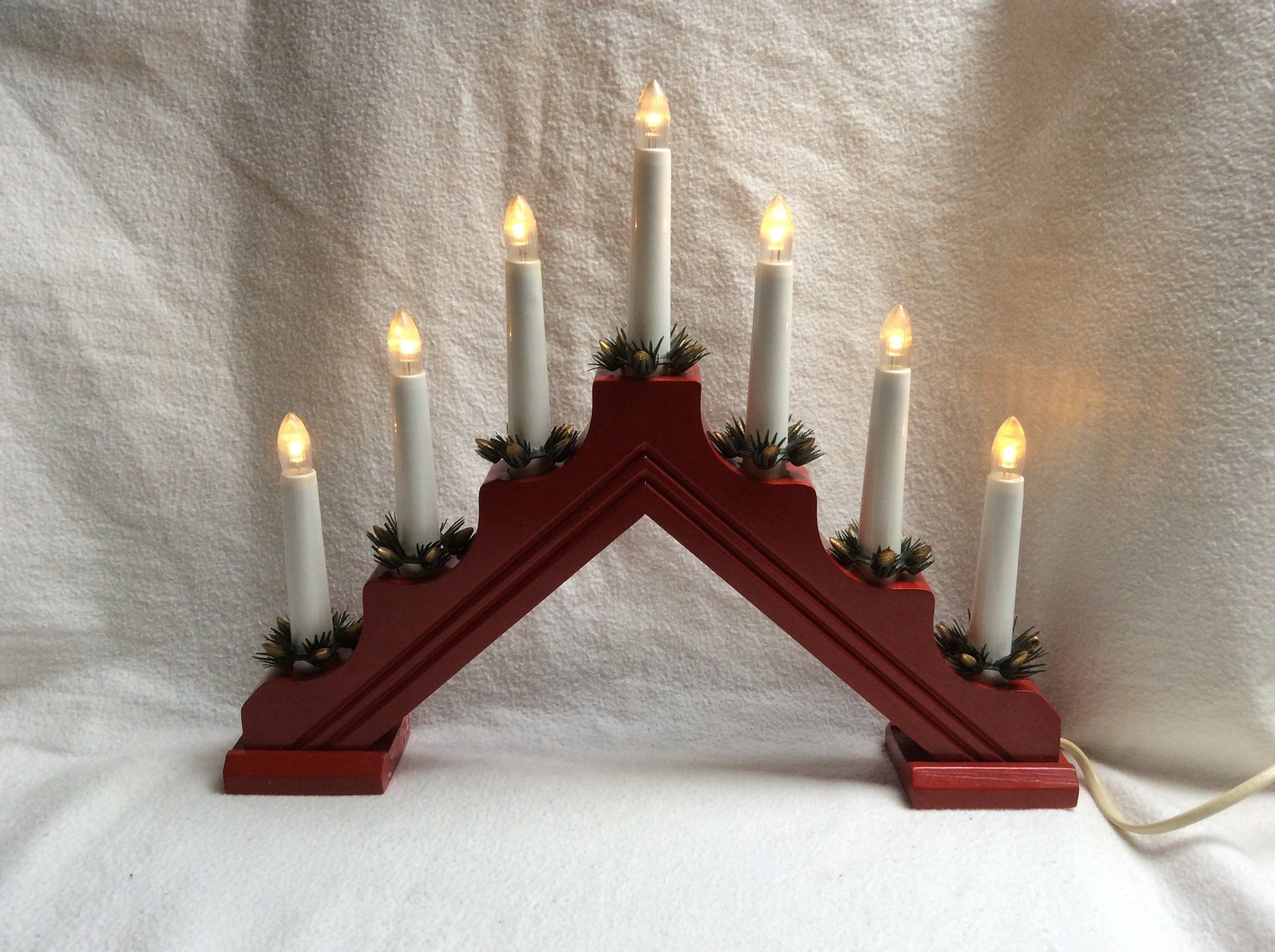 ADVENTSLJUSSTAKE, TRÄ, 7 LJUS, ELLJUSSTAKE, LED.. | Köp på Tradera ...