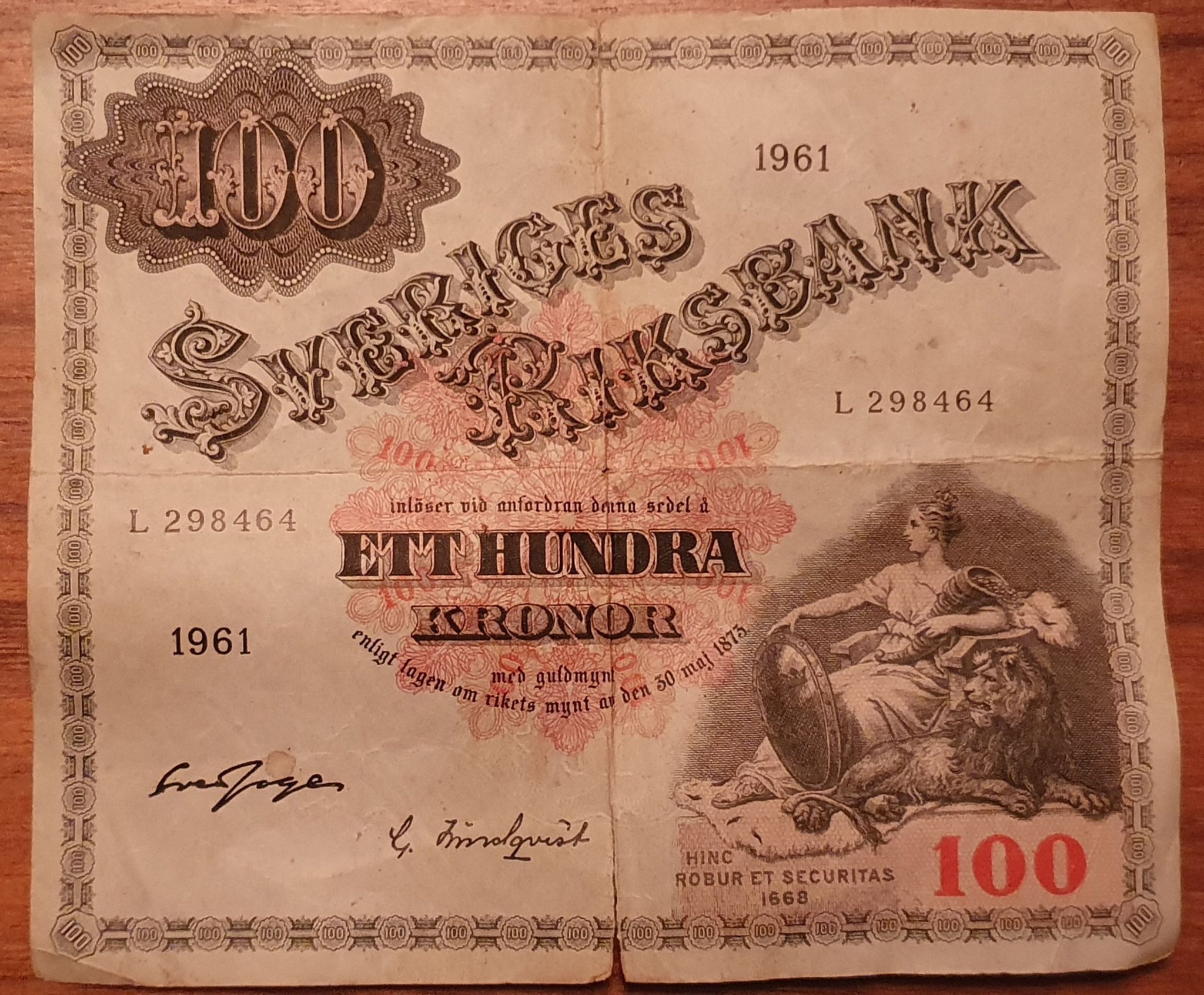 100kr, Ett hundra kronor, sedel, 1961, hundrakr.. | Köp på Tradera ...