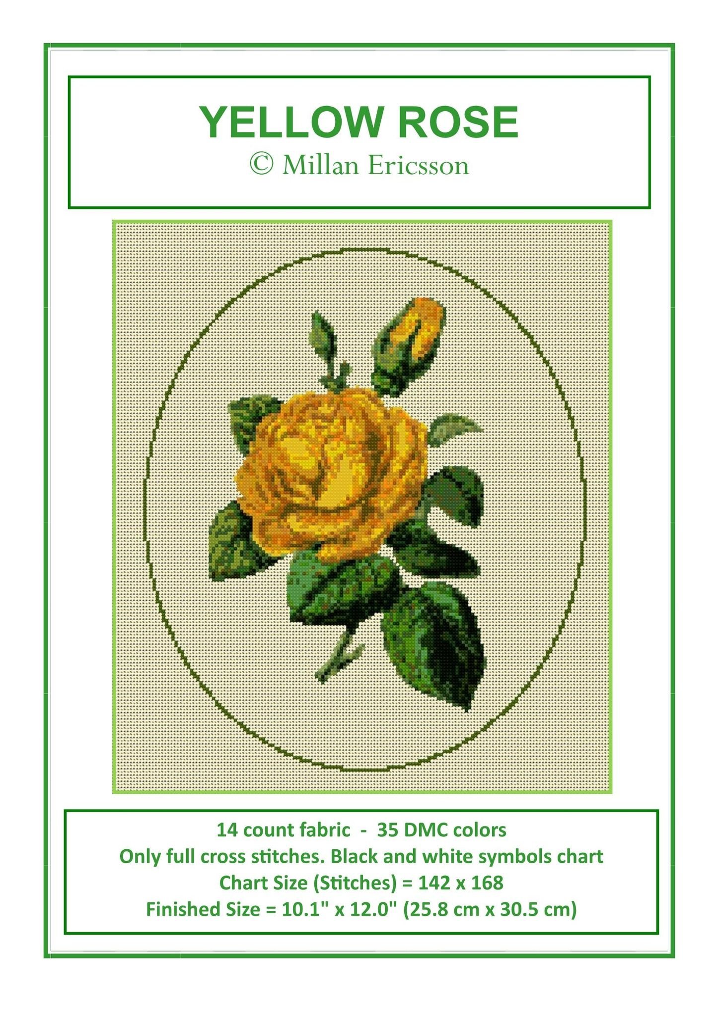 GUL ROS - KORSSTYGNSMÖNSTER - BRODERI - BLOMMOR | Köp på Tradera ...