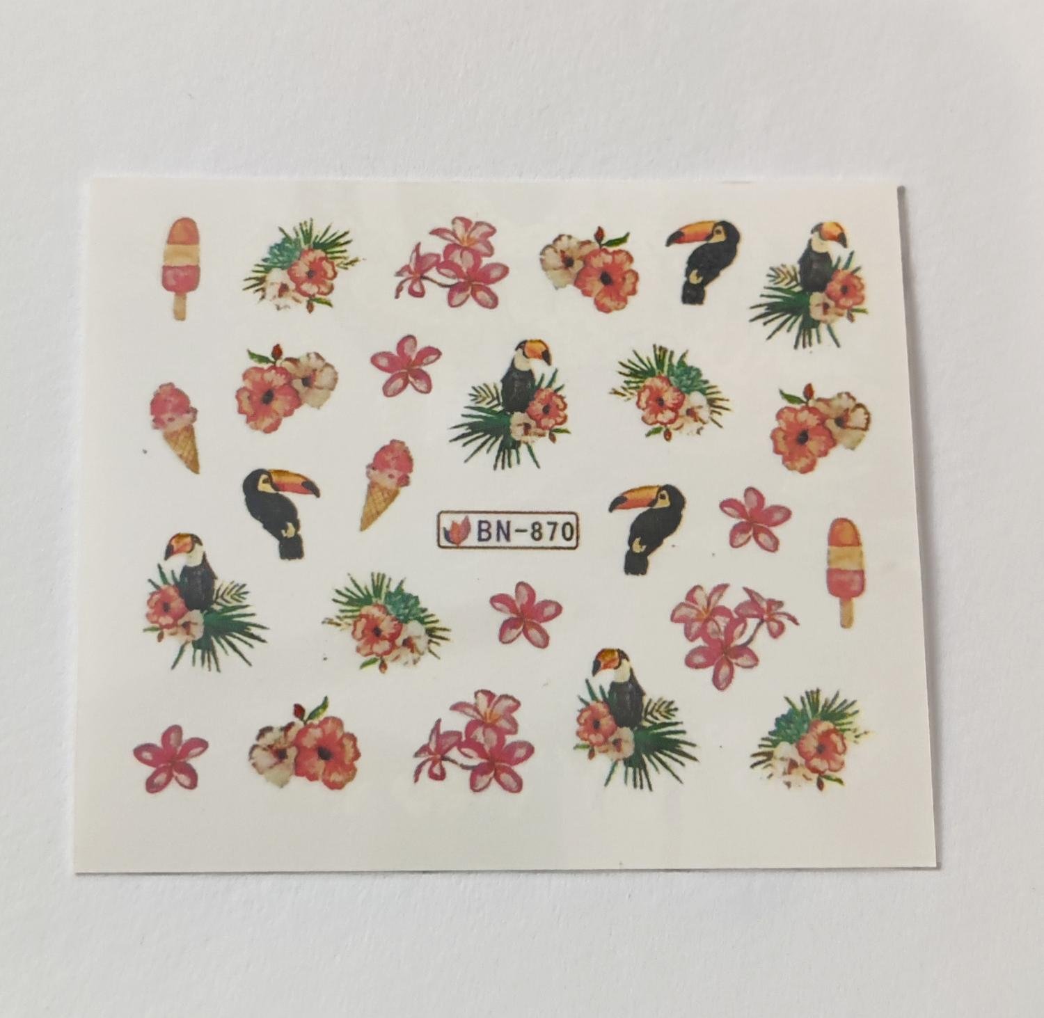 Ark nail art stickers orange rosa exotiska blom.. | Köp på Tradera ...