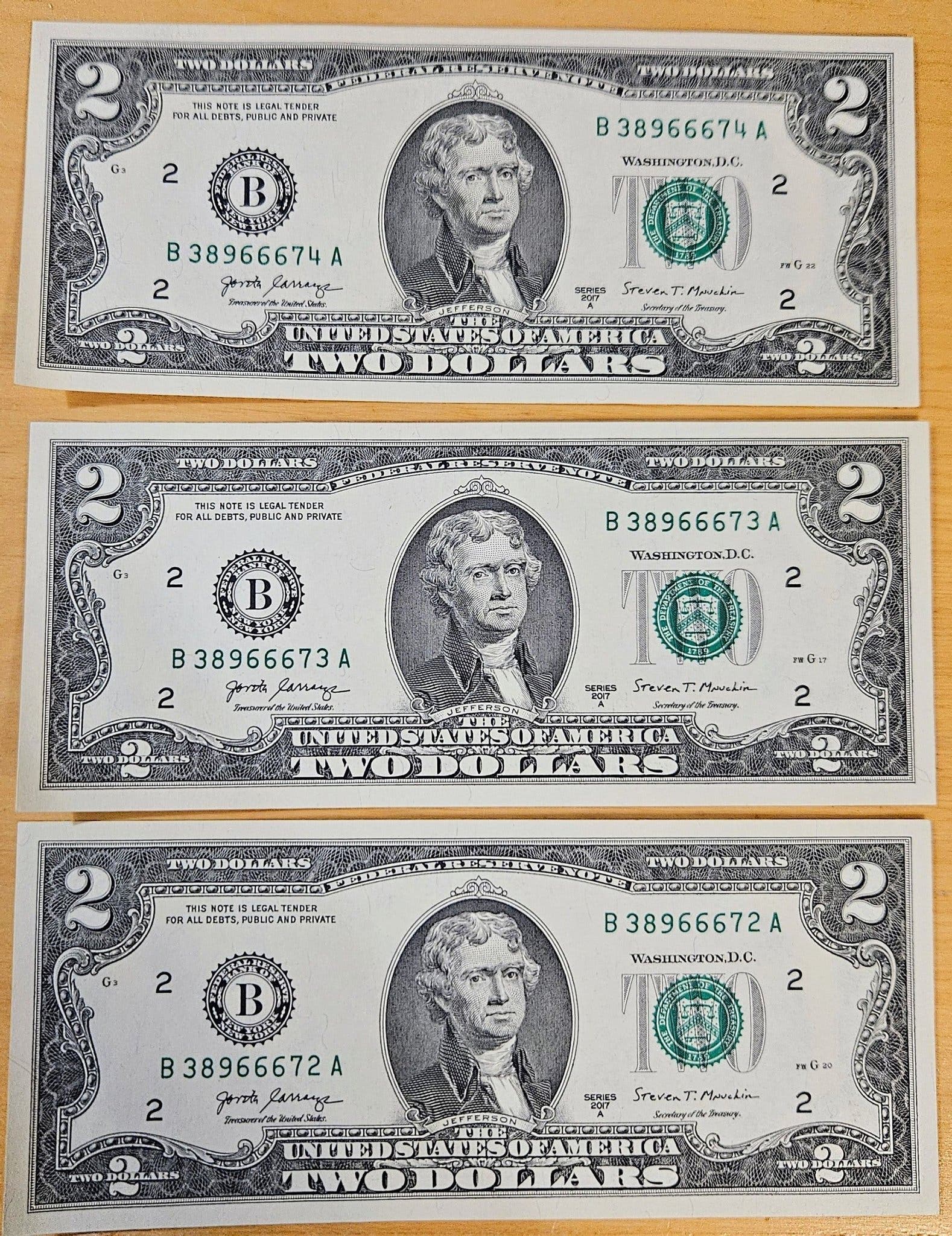 Tre Amerikanska 2 dollar sedlar - Ocirkulerade! | Köp på Tradera ...