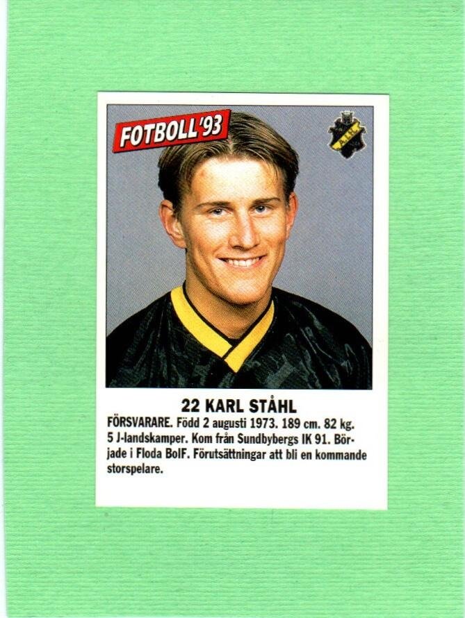 Karl Ståhl, AIK, Fotboll-93 Panini Stickers-93 .. | Köp på Tradera ...