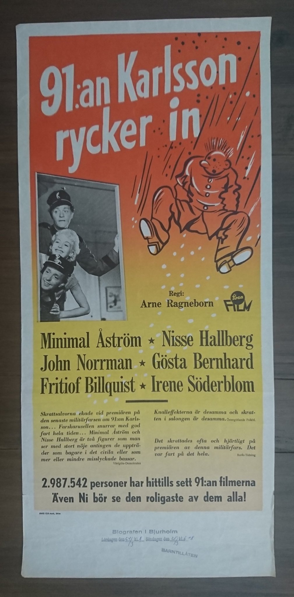 Affisch - 91:an Karlsson rycker in / Curt "Mini.. | Köp på Tradera ...