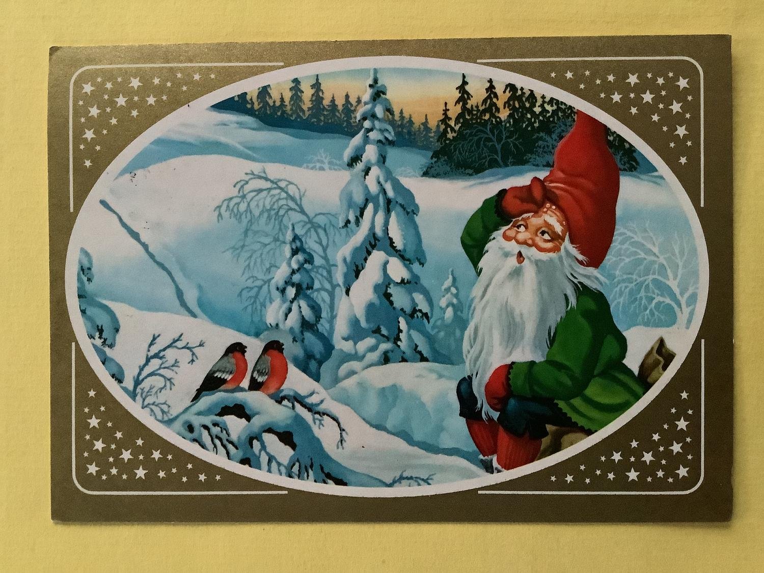 Julkort Tomte guld ser ut som Wimo | Köp på Tradera (651189769)