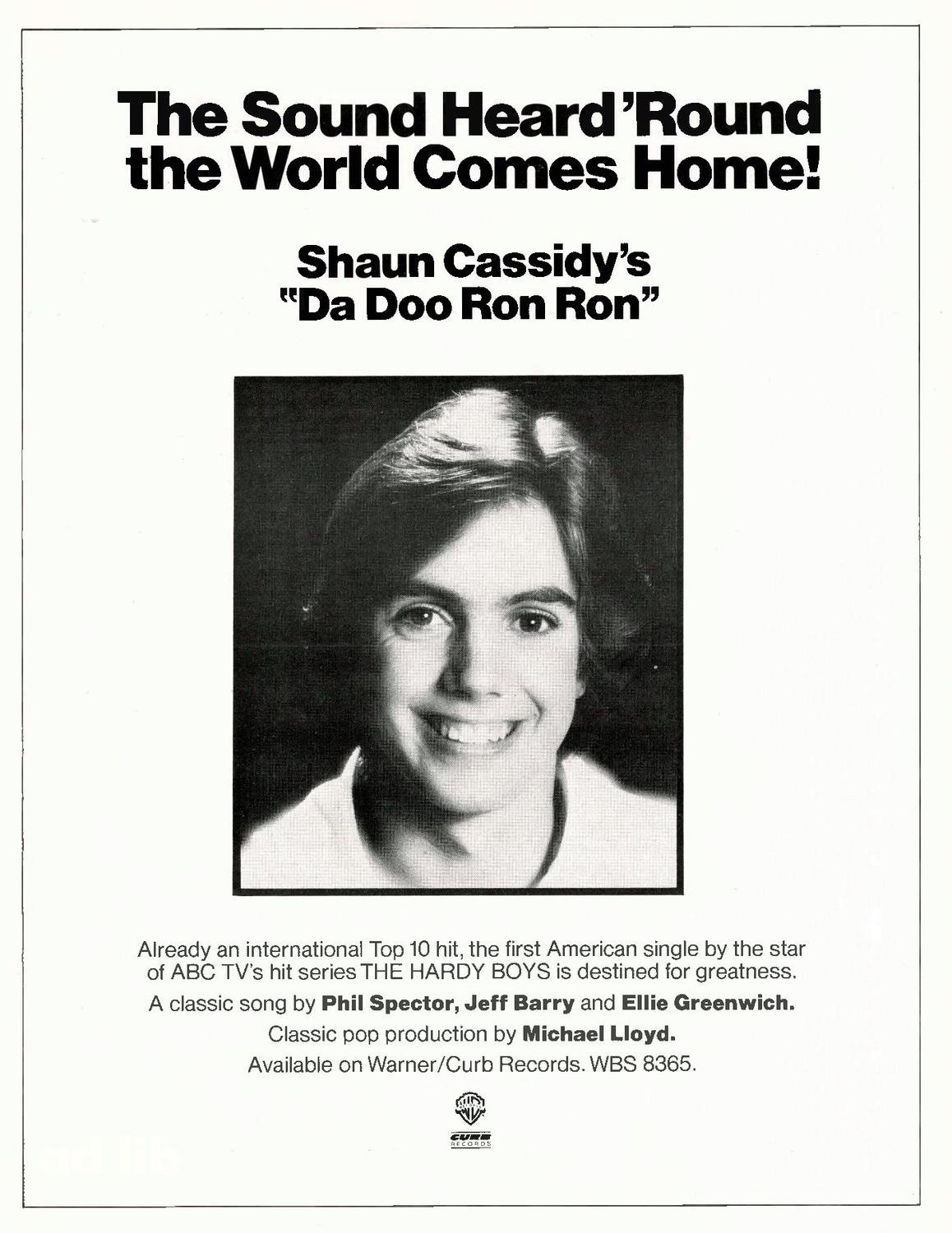 SHAUN CASSIDY - DA DOO RON RON STOR TIDNINGSANN.. | Köp på Tradera ...