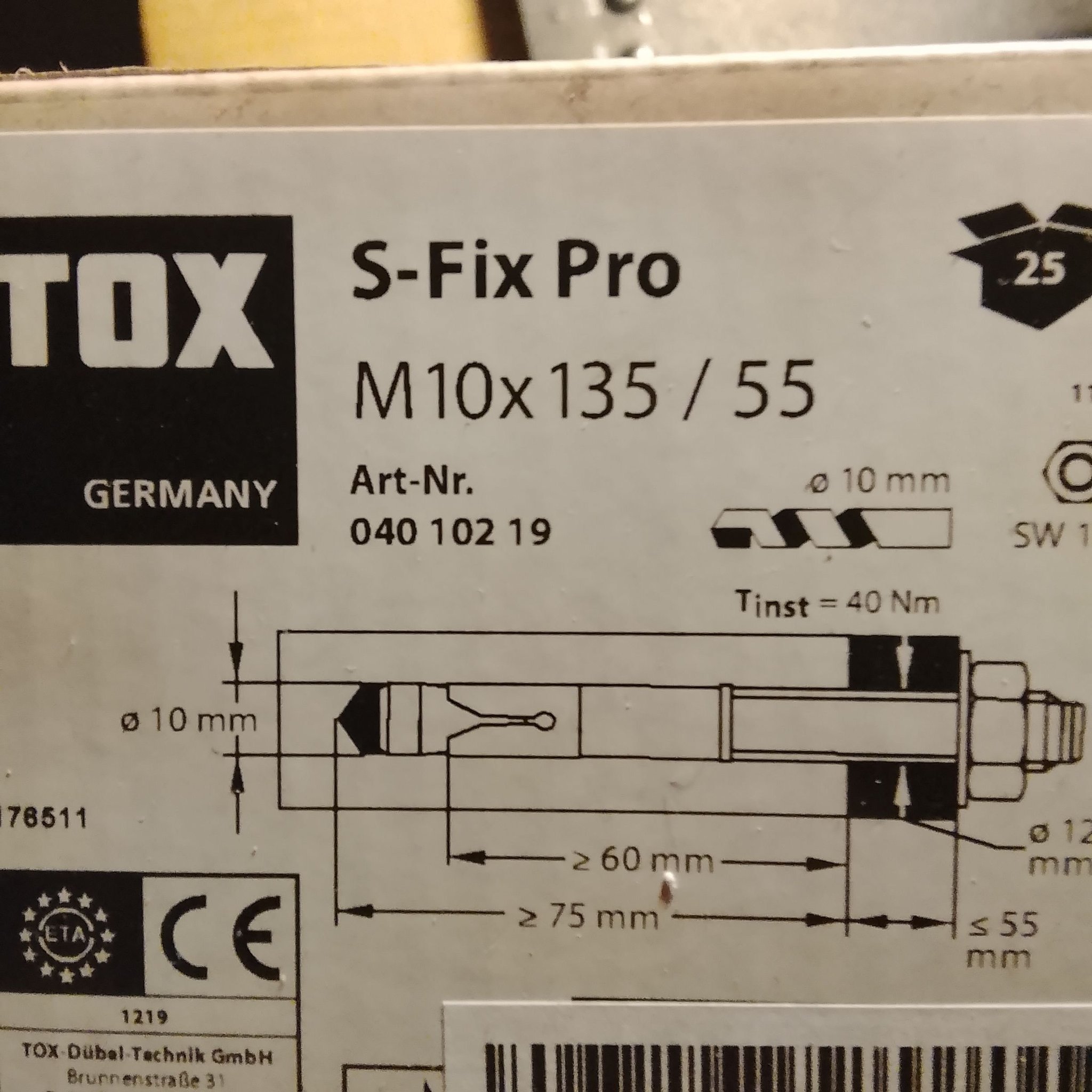 Se produkter som liknar En låda TOX S-Fix Pro M10x135.. på Tradera ...