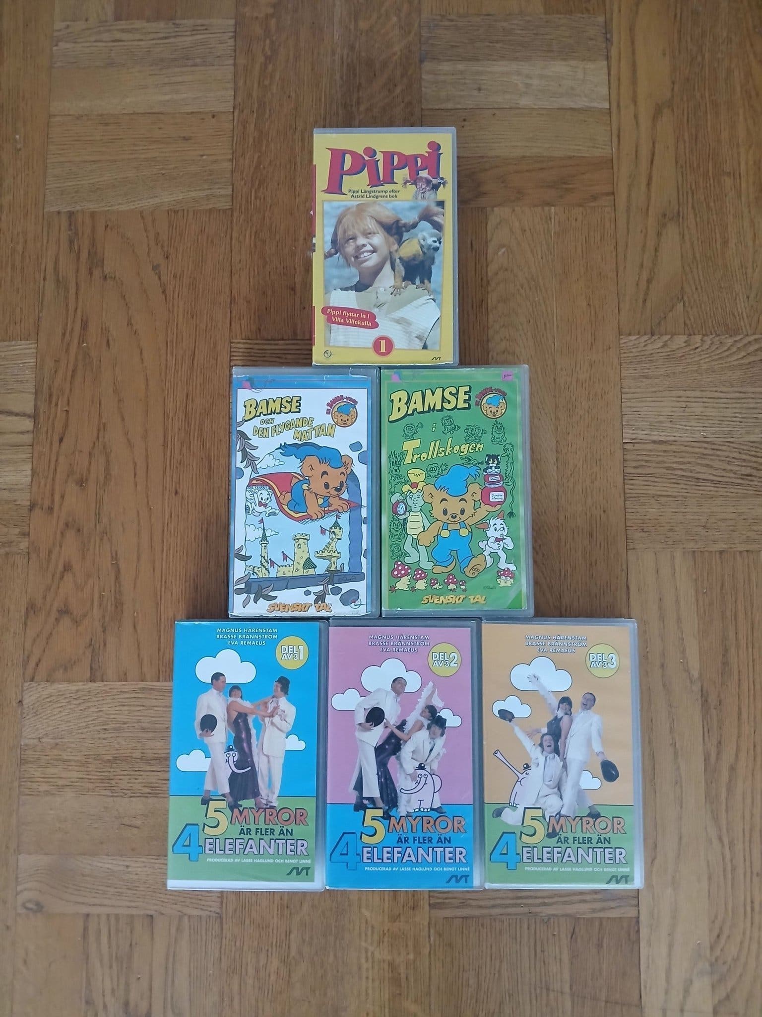VHS svenska klassiker, Pippi Långstrump, Bamse,.. | Köp på Tradera ...