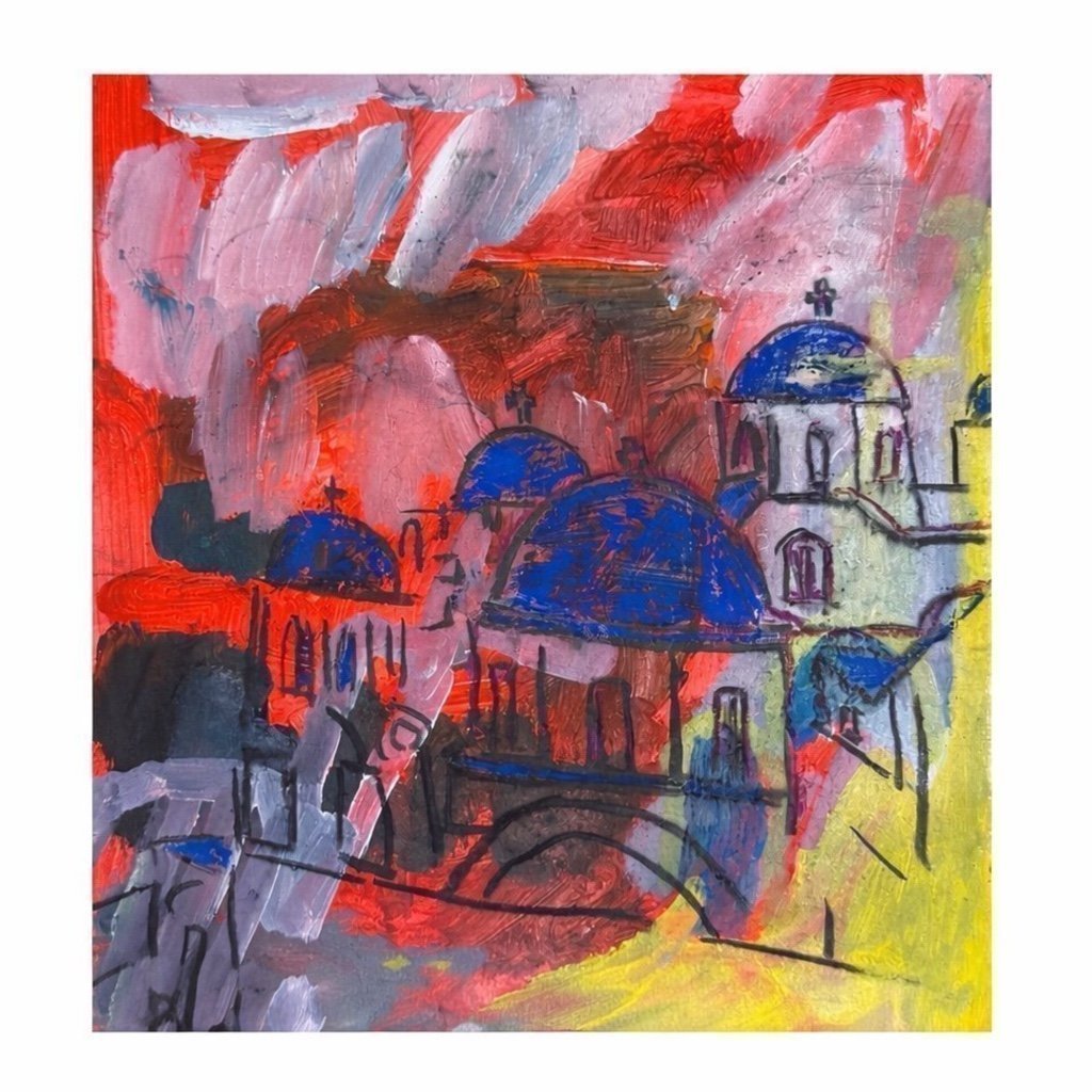 Abstrakt Tavla "Dawnbreak at Santorini" | Köp på Tradera (733989678)