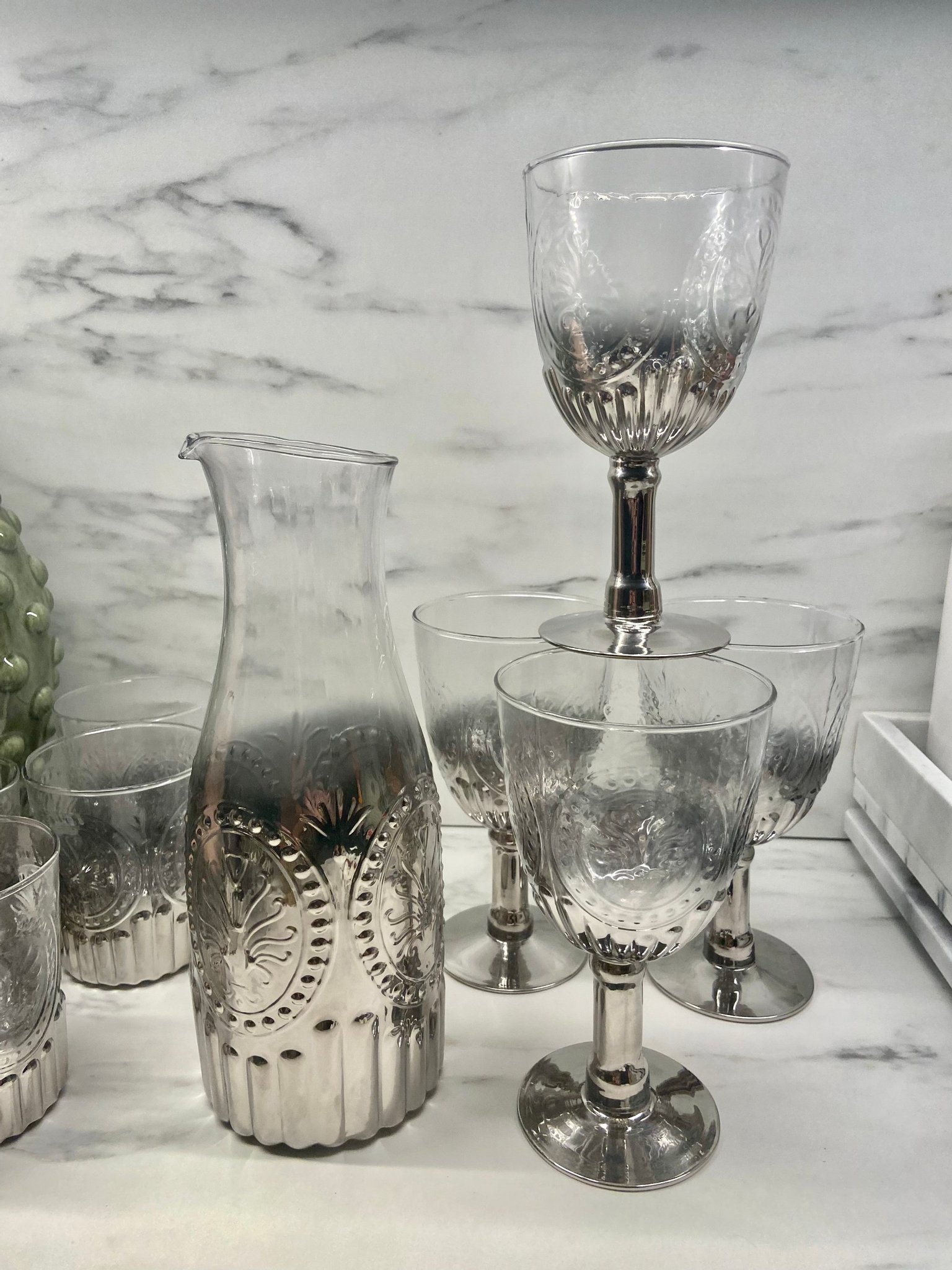 4 st Vinglas Dricksglas på Fot Silver Relief Mö.. | Köp på Tradera ...