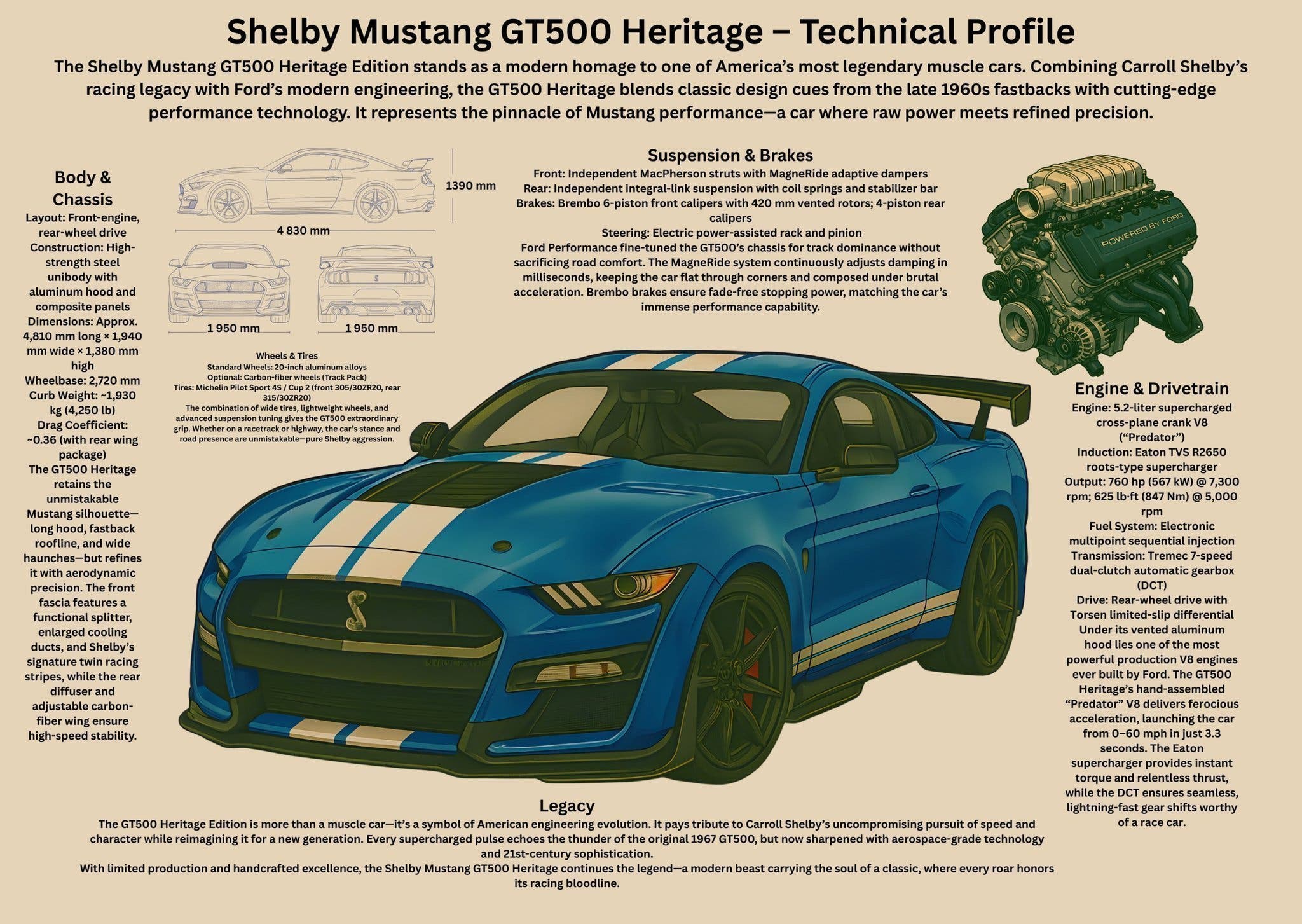 A3 Shelby Mustang GT500 Heritage + Teknisk Profil | Köp på Tradera ...