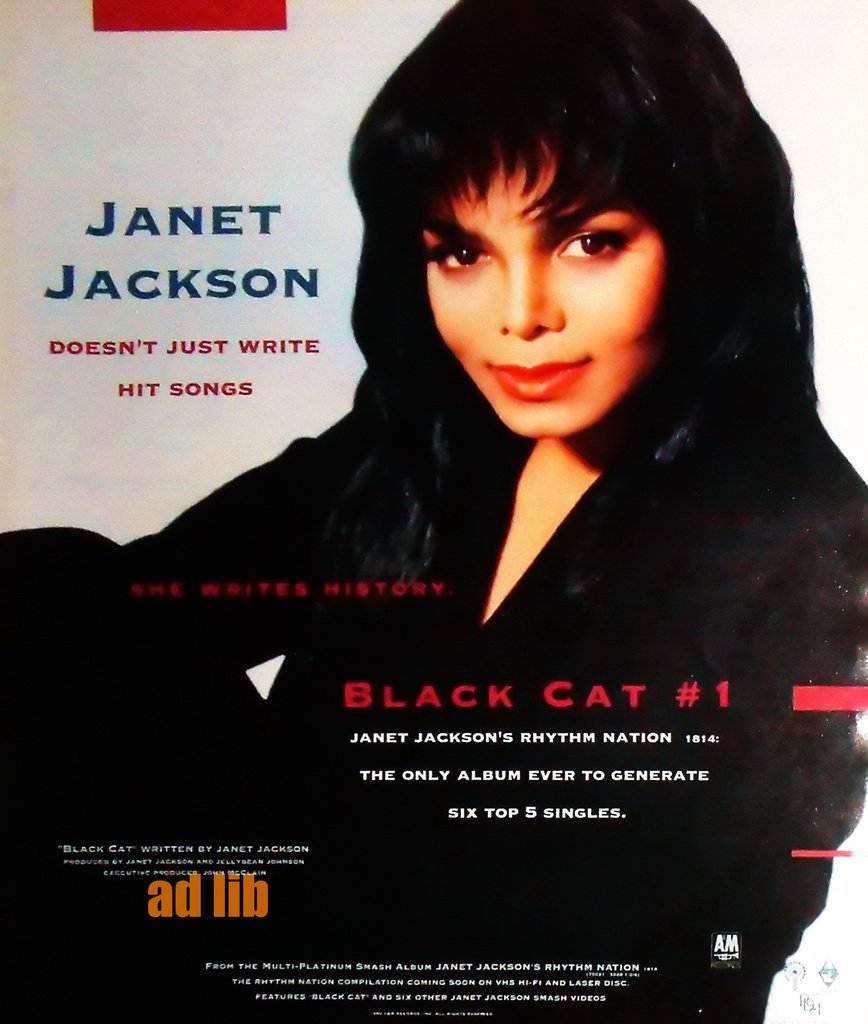 JANET JACKSON - BLACK CAT #1, TIDNINGSANNONS 1990 | Köp på Tradera ...