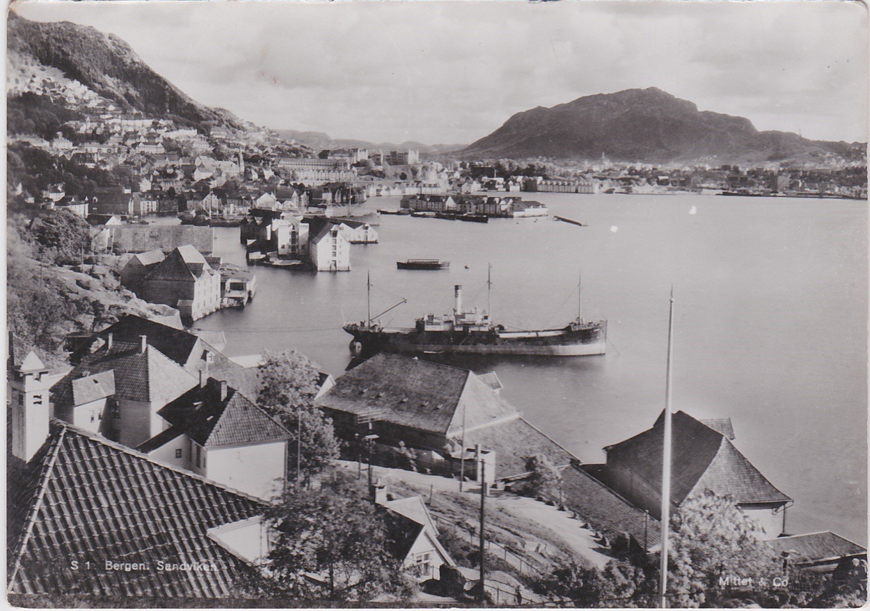 Bergen Sandviken Oppankret dampskip 1940 tallet.. | Köp på Tradera ...