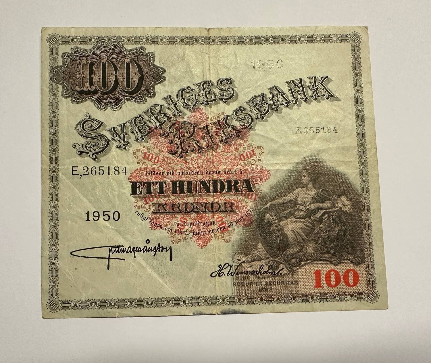 100 Kronor 1950 Sedel | Köp från arsenalen på Tradera (653802468)