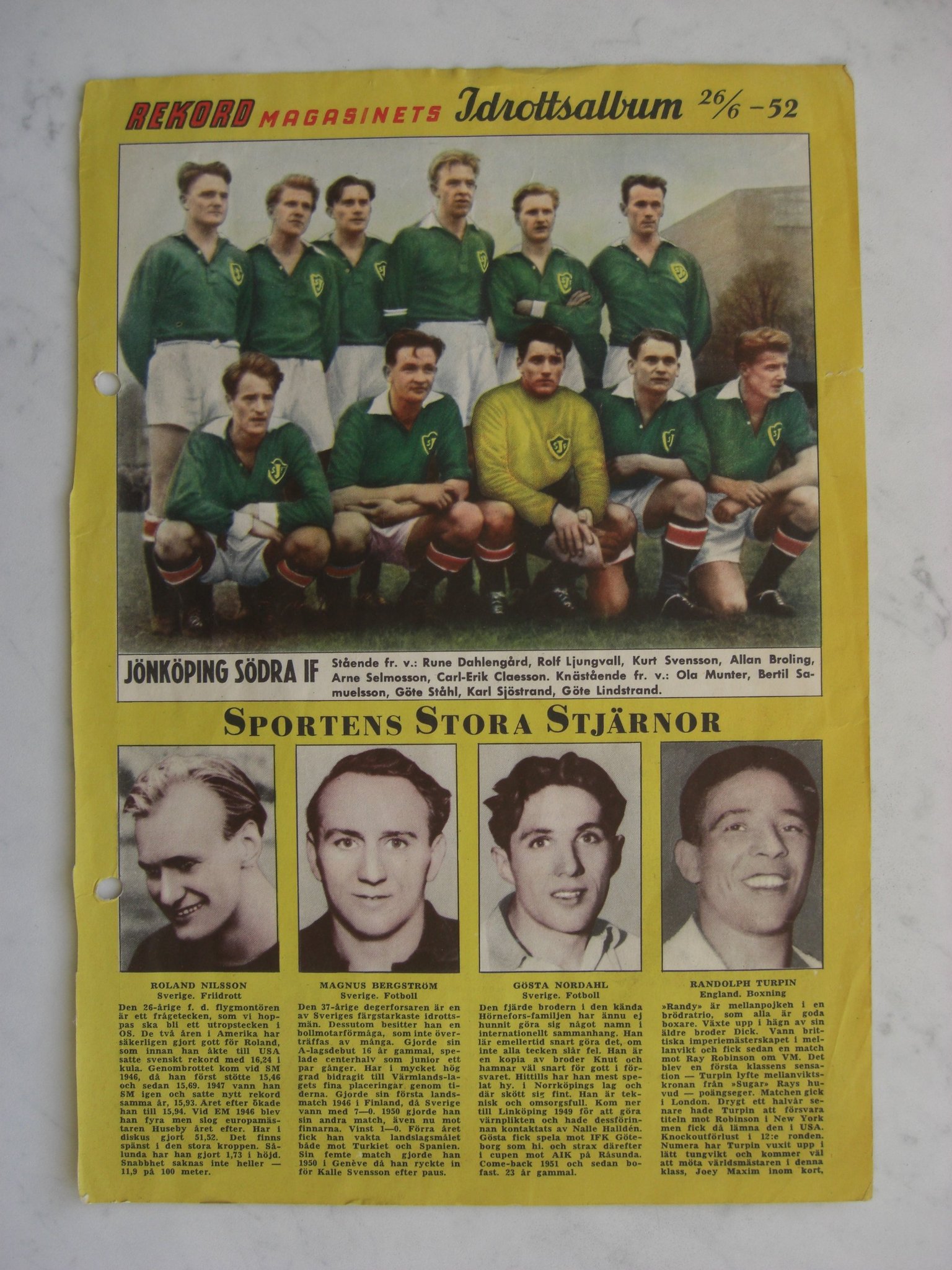 JÖNKÖPING SÖDRA IF. 1952. SAMLARBILD. REKORDMAG.. | Köp på Tradera ...