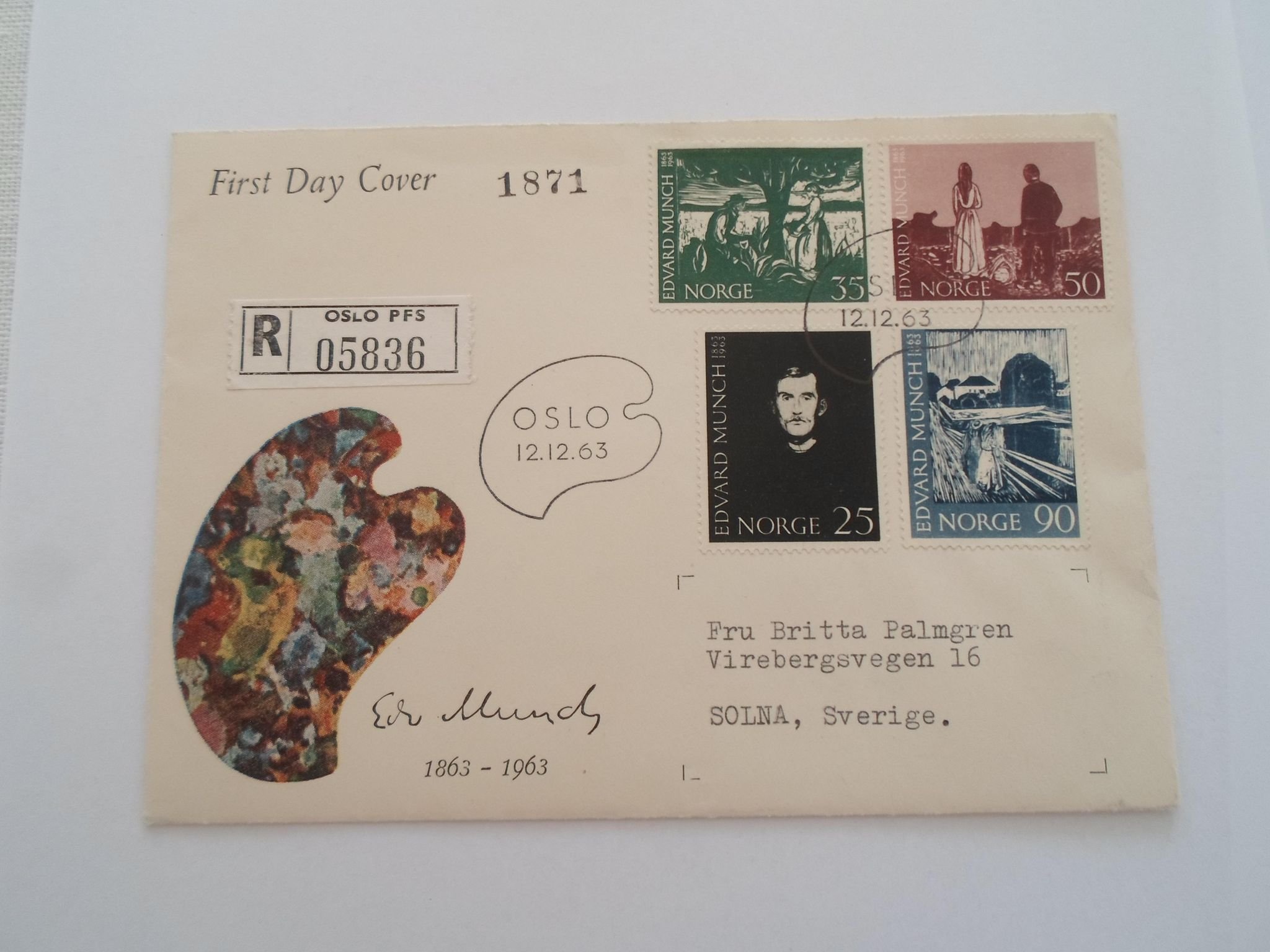 FDC F 541 - 544 Edvard Munch vinjett se bilder | Köp på Tradera (644546259)
