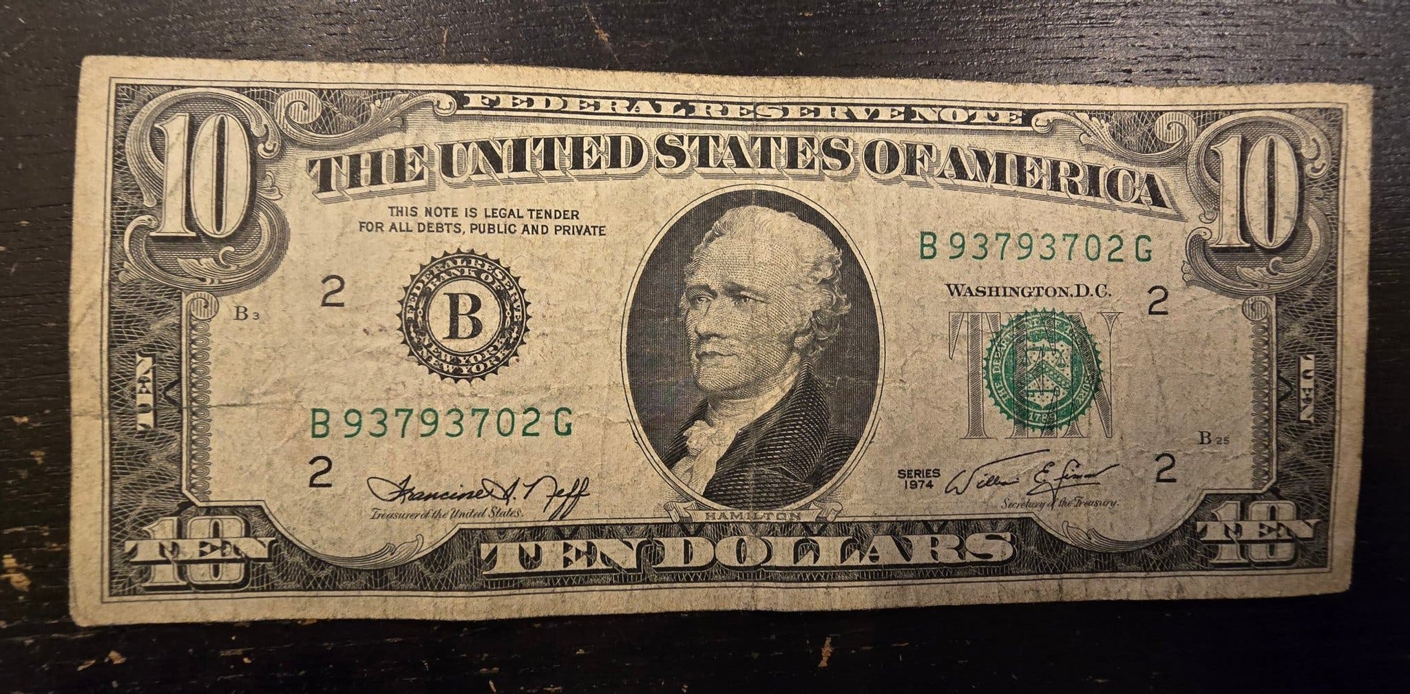Amerikansk Sedel - 10 Dollar 1974 | Köp från A-MYNT på Tradera (701829063)