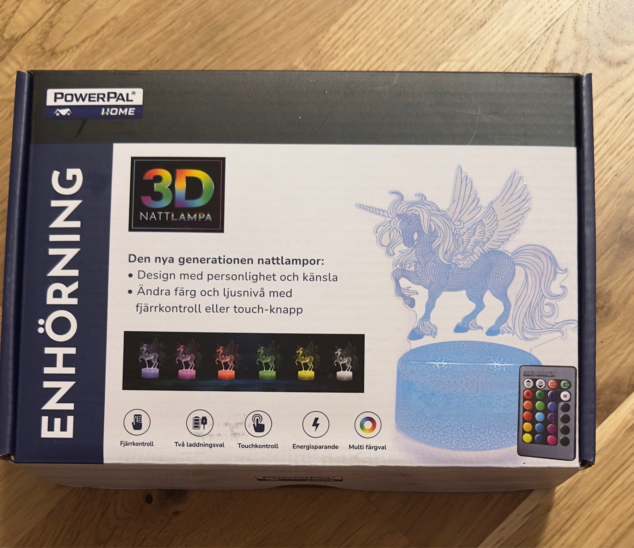 3D Nattlampa Enhörning - Powerpal Home | Köp på Tradera (699504721)
