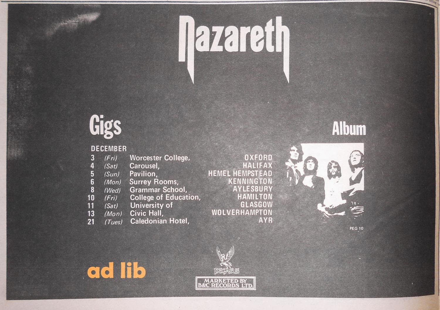 NAZARETH - ALBUM, GIGS DECEMBER, TIDNINGSANNONS.. | Köp på Tradera ...