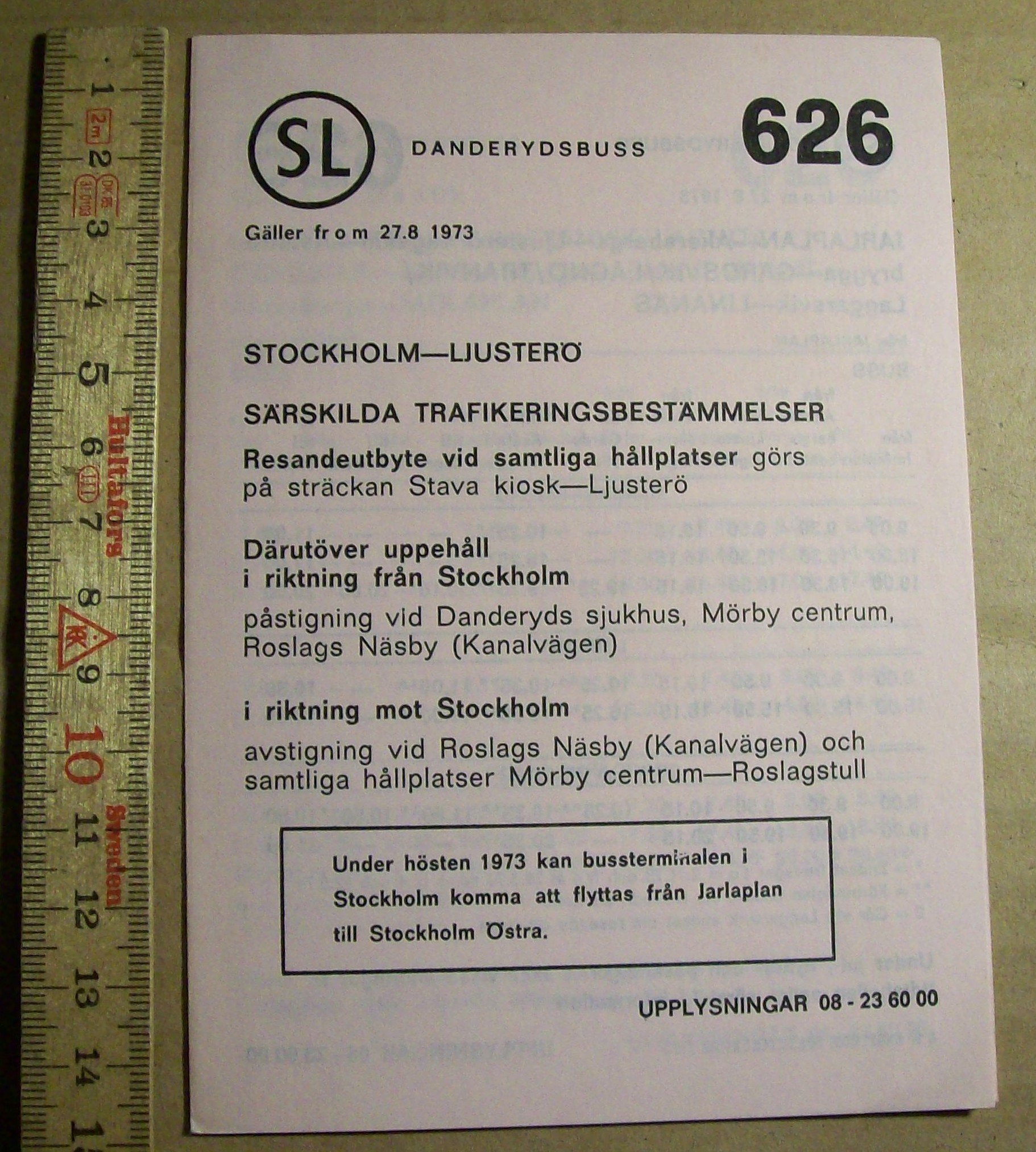 SL Danderydsbuss Tidtabell 626 | Köp på Tradera (704010581)