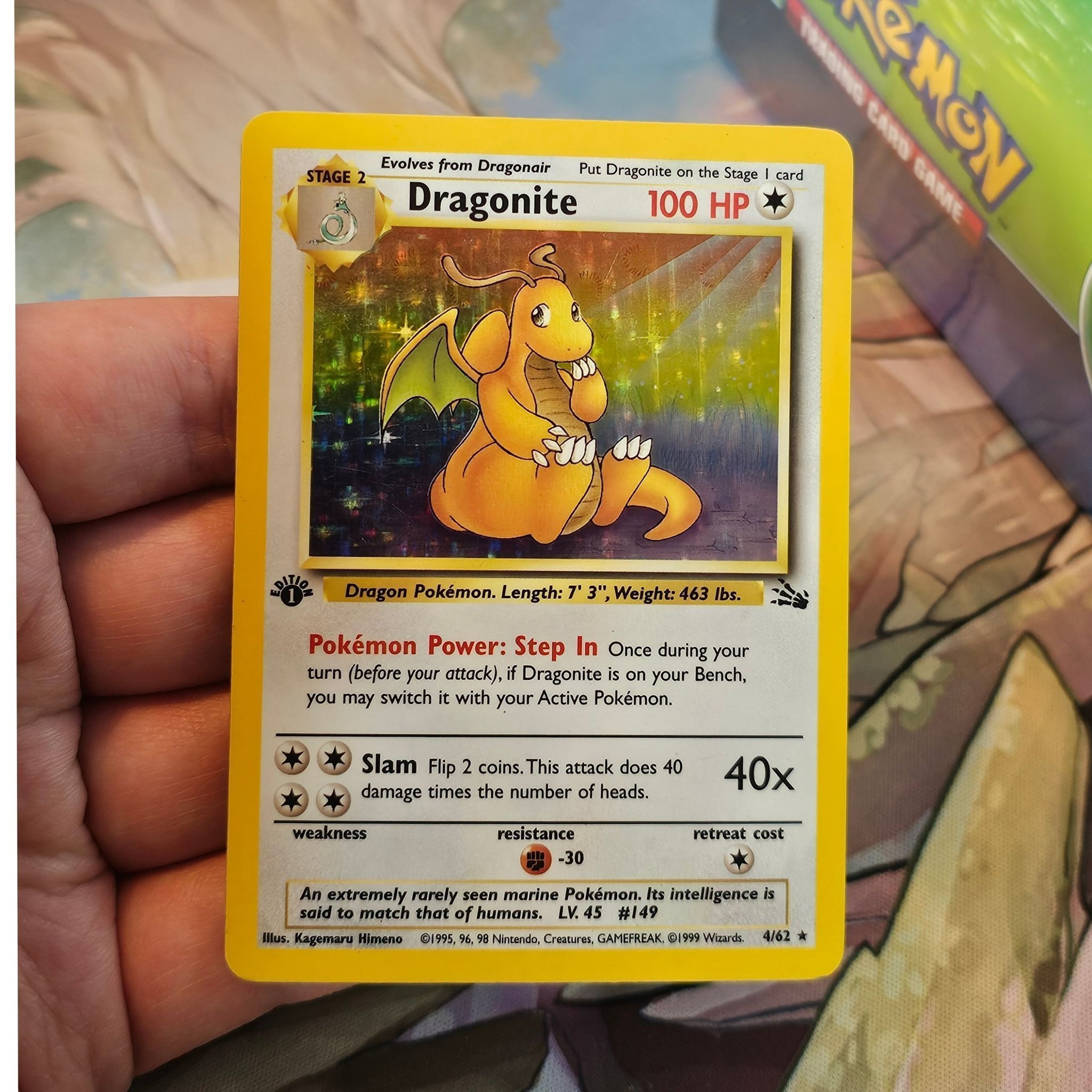 Dragonite 1st Edition Holo 4/62 Rare Fossil WOT.. | Köp på Tradera ...