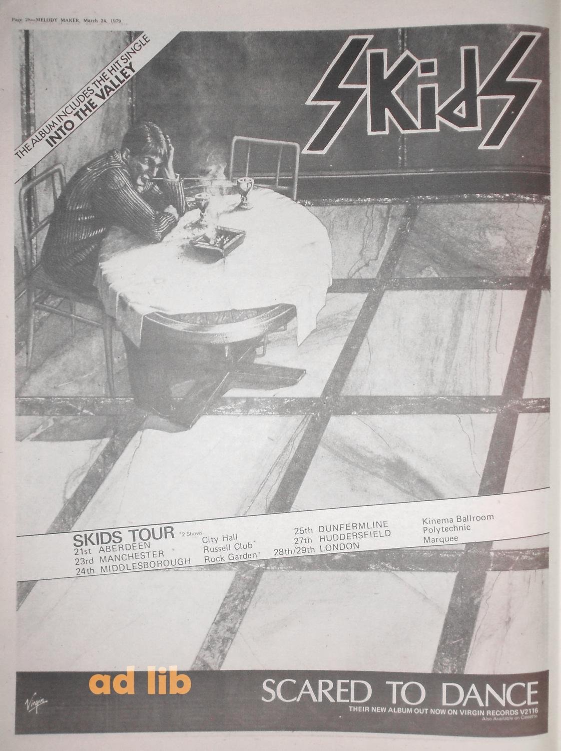 SKIDS - SCARED TO DANCE, INTO THE VALLEY, STOR .. | Köp på Tradera ...
