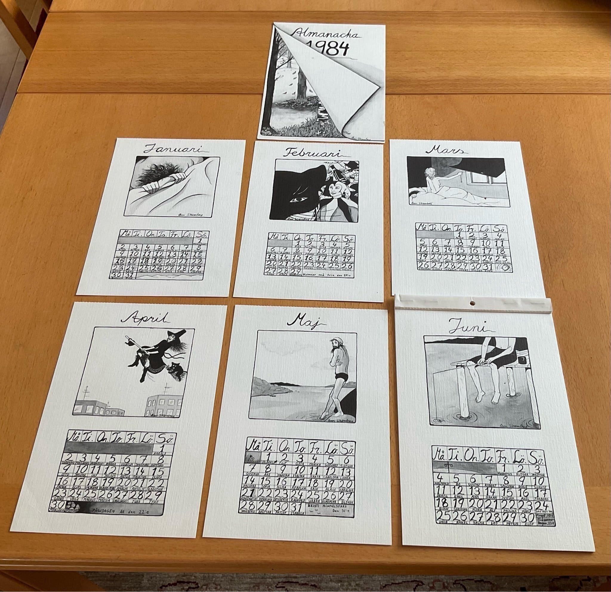 Almanacka / kalender 1984” Månadstavlor, grafis.. | Köp på Tradera ...