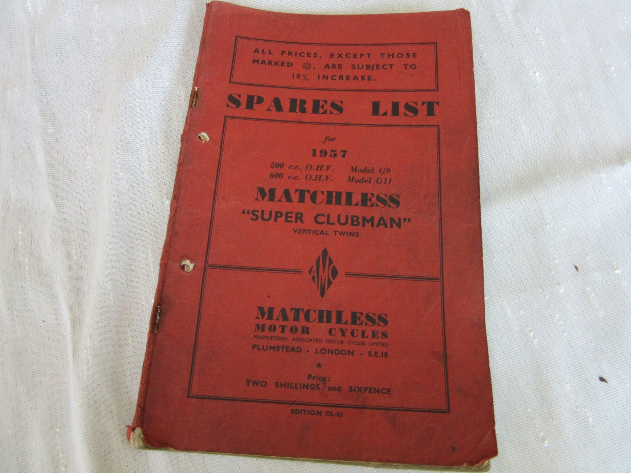 Matchless 500 & 600 Twin 1957 Spares List | Köp på Tradera (734071458)