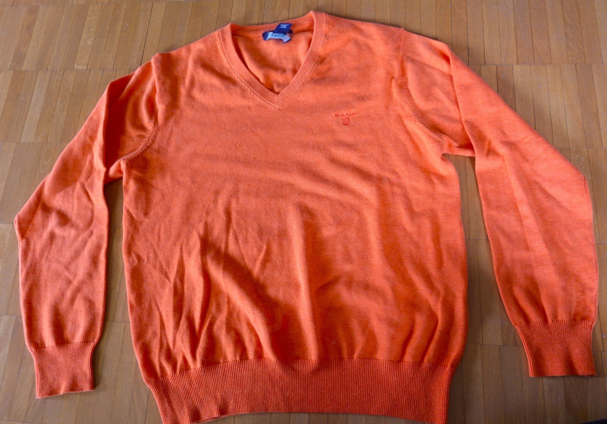 Gant V ringad orange tröja, storlek M pullover | Köp på Tradera (733773514)