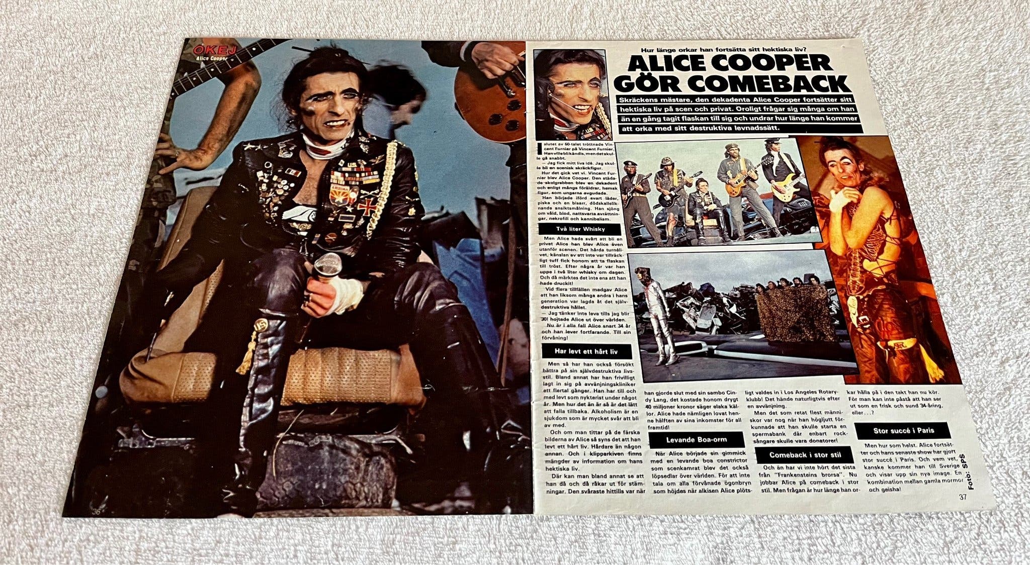 ALICE COOPER 1981 reportage poster Tidningen Ok.. | Köp på Tradera ...