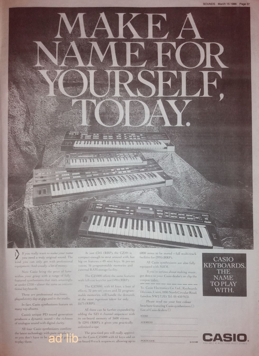 CASIO KEYBOARDS - THE NAME TO PLAY WITH, ADVERT.. | Köp på Tradera ...