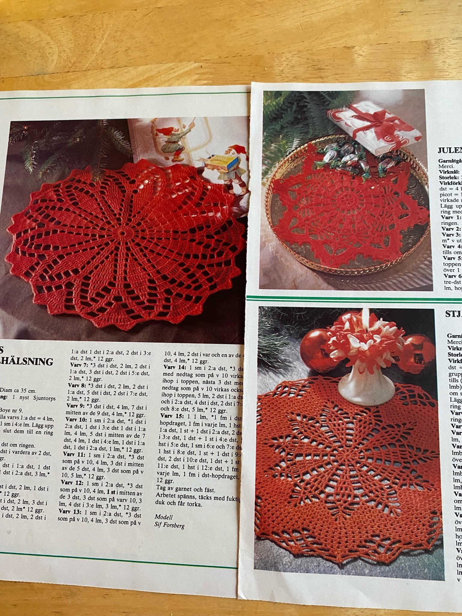 Virka tre st röda dukar inför jul. | Köp på Tradera (701927702)