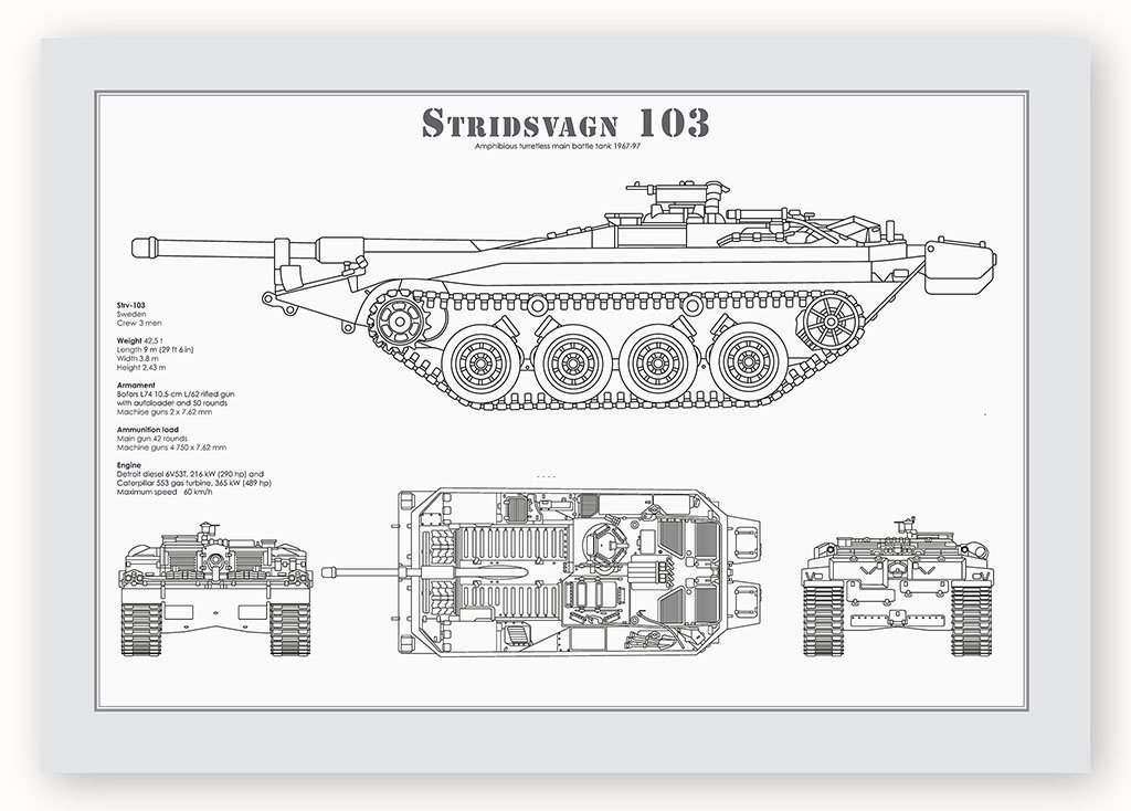 Stridsvagn-S| Strv-103 | Ritning A2 | Blueprint | Köp på Tradera ...
