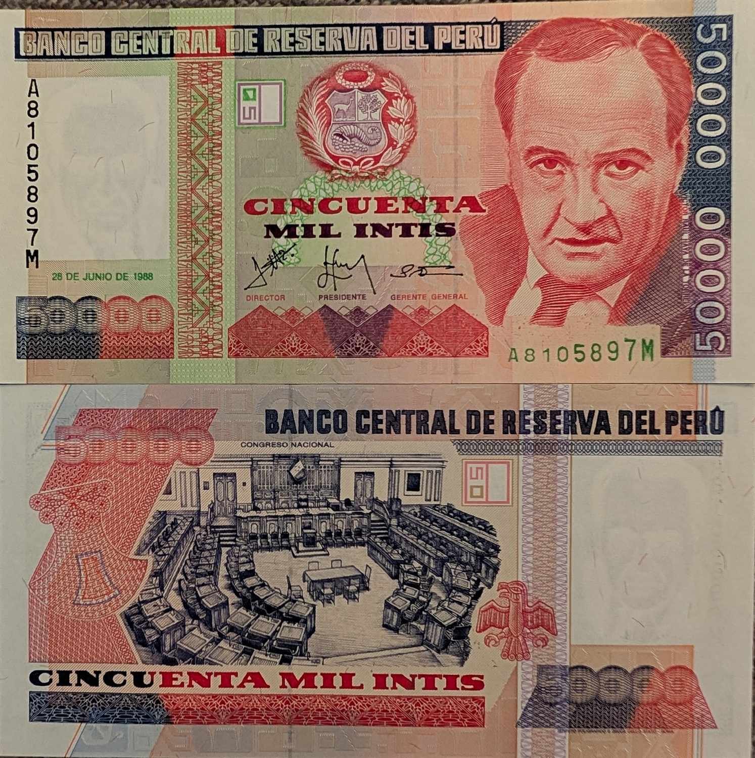 Peru 50.000 Intis 1988 | Köp från MynthandelSBN på Tradera (668011476)