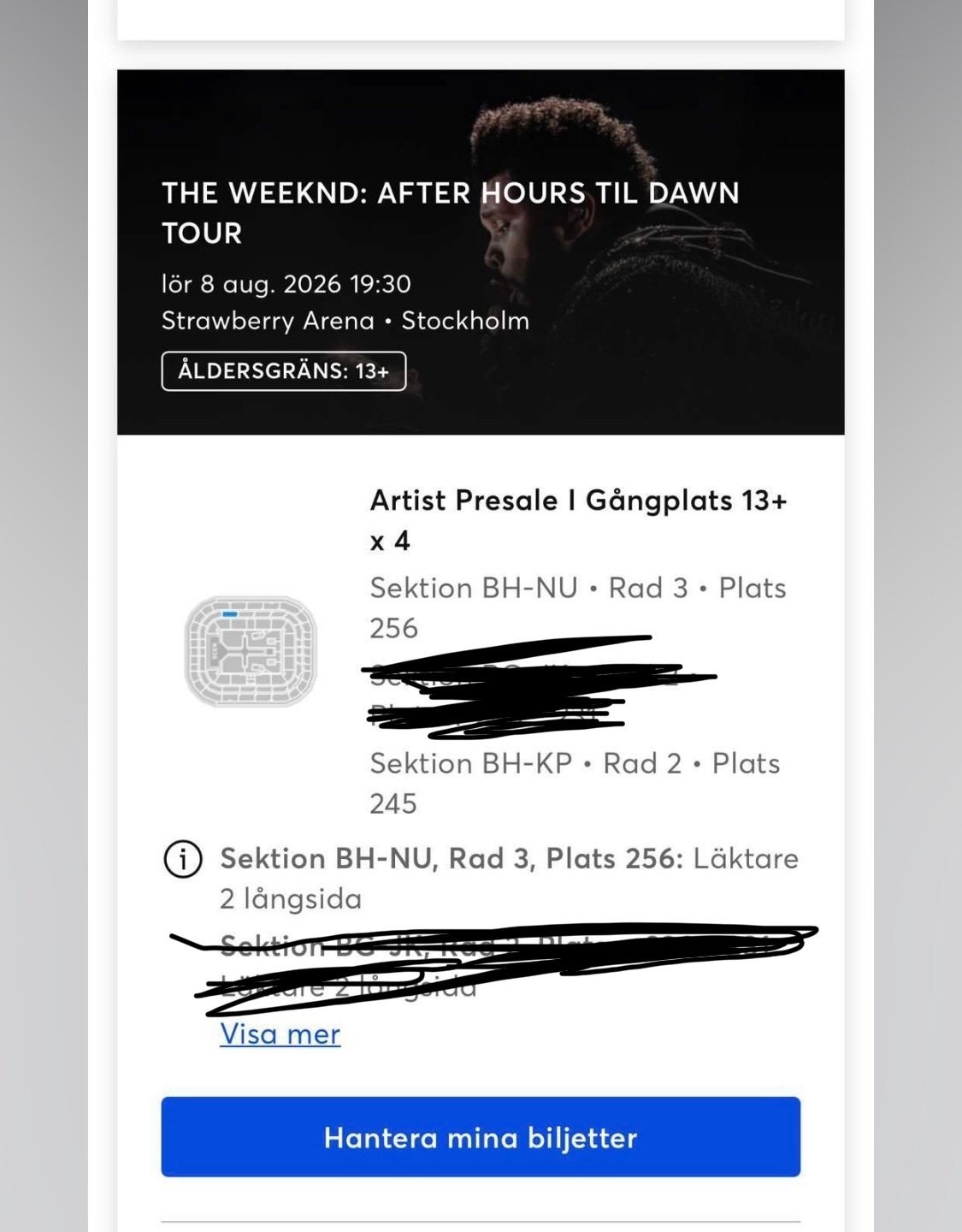 The weeknd sittplatser 2 biljetter 8 augusti | Köp på Tradera (710351542)