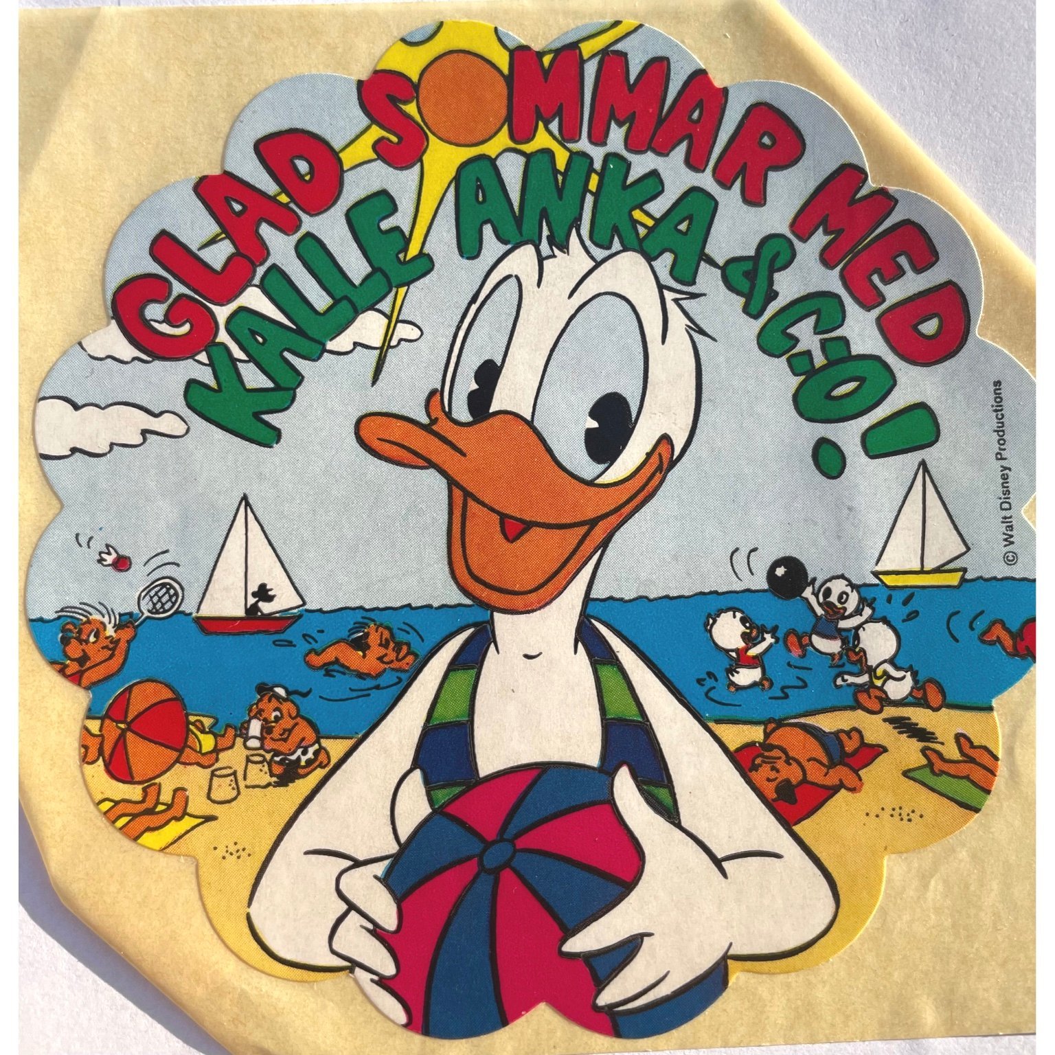 Kalle Anka Glad sommar Retro Dekal | Köp på Tradera (600111555)