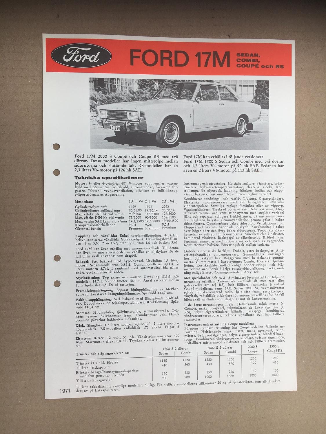 Försäljningsblad / Faktablad FORD Ta.. | Köp från mi_ak på Tradera ...