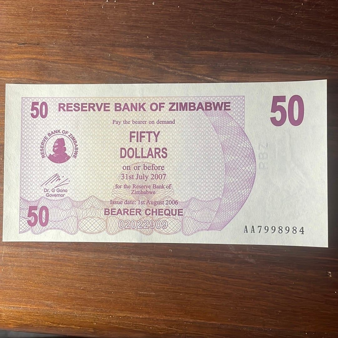 Zimbabwe 50 Dollar Sedel | Köp på Tradera (698824790)