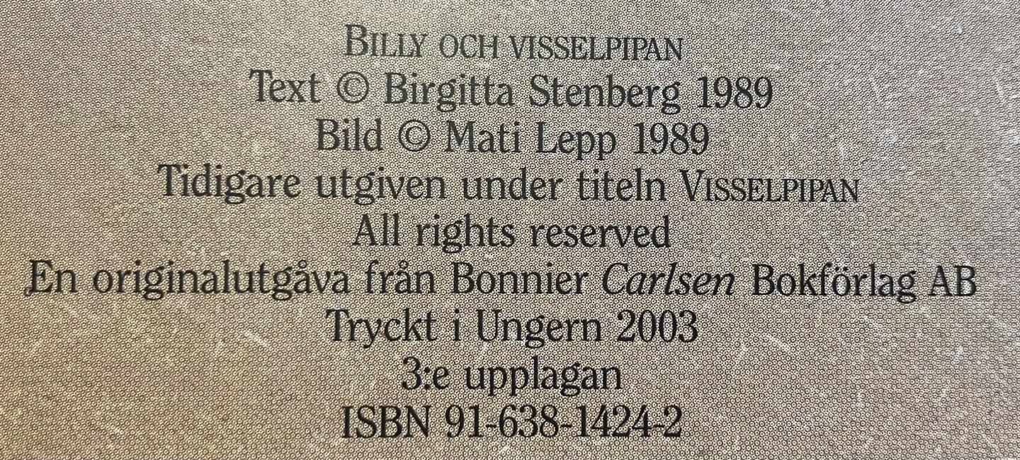 Bok - Billy och visselpipan av Birgitta Stenber.. | Köp på Tradera ...