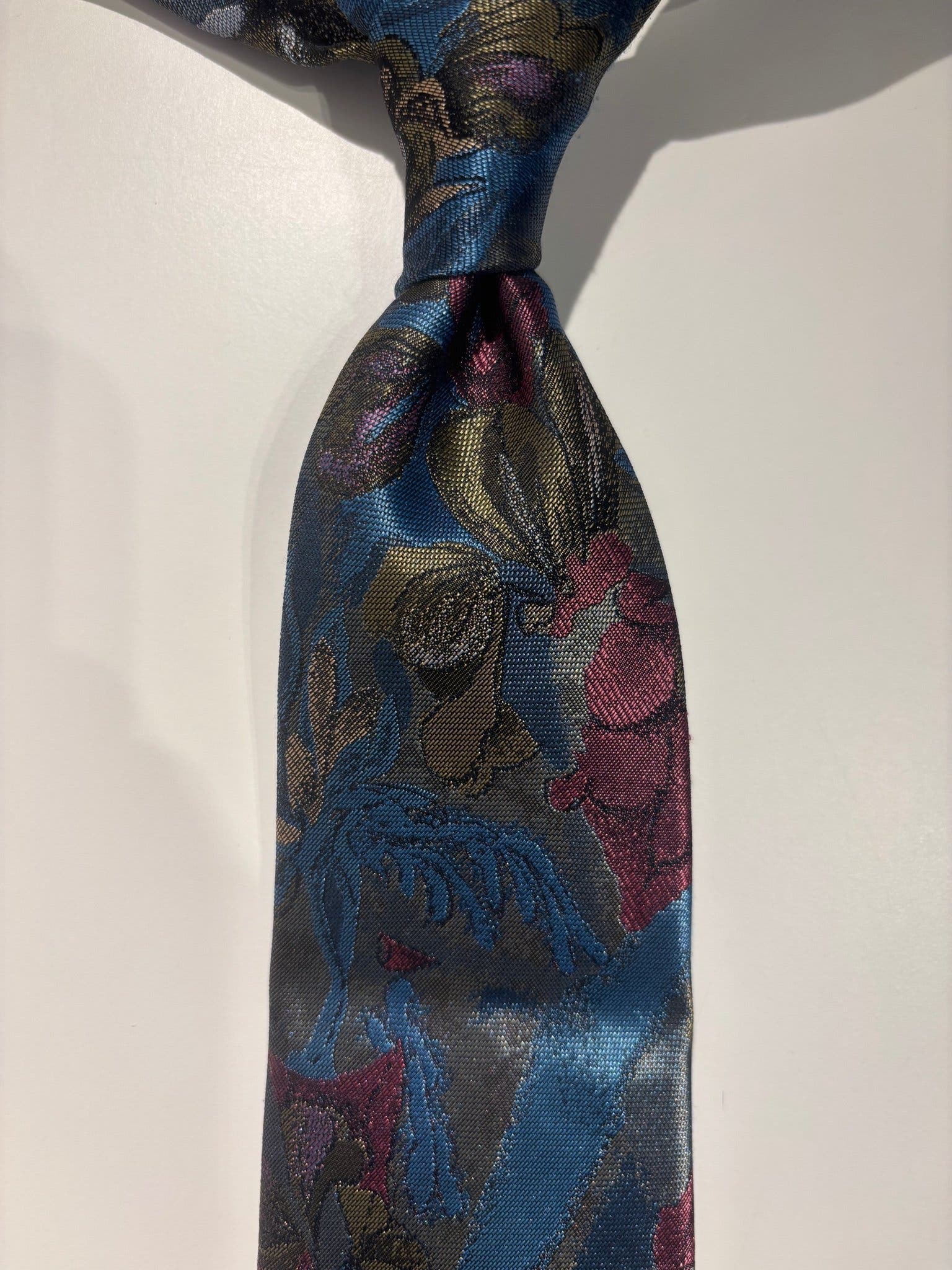 Vintage Blå, guld, vinröd slips | Köp på Tradera (736884028)