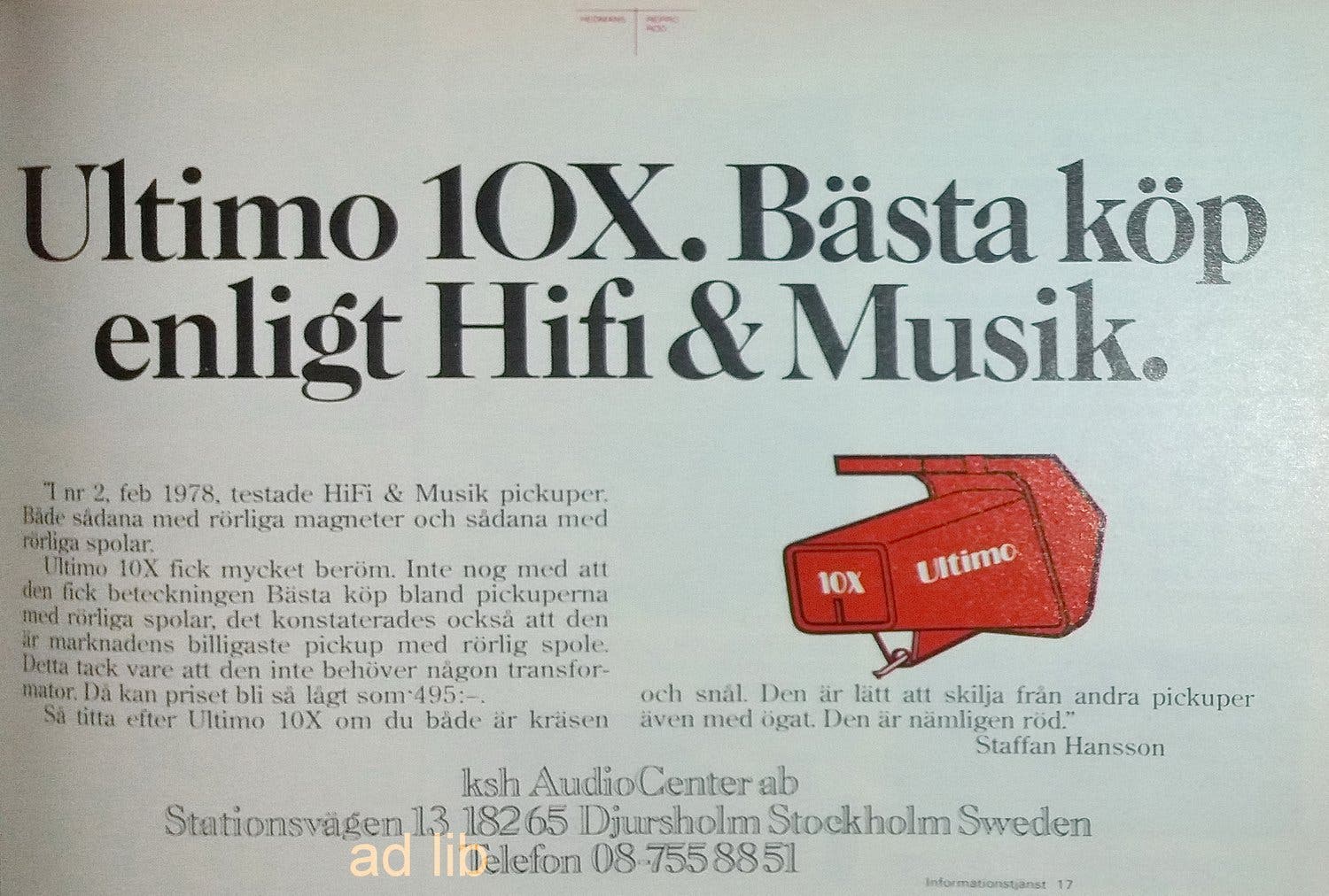 ULTIMO 10X PICKUP - KSH AUDIO CENTER AB, HI-FI .. | Köp på Tradera ...
