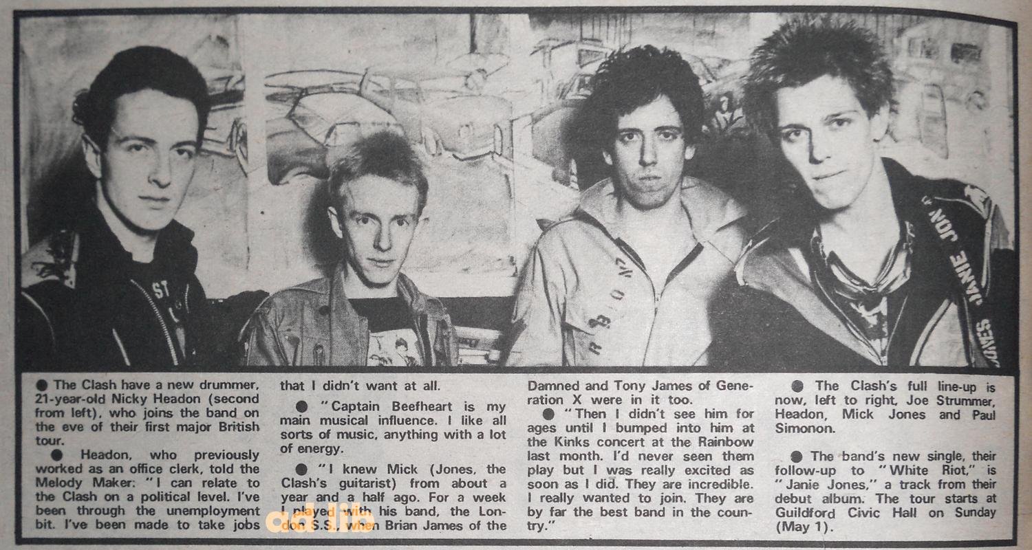 THE CLASH - NEW DRUMMER NICKY HEADON, PRESSKLIP.. | Köp på Tradera ...