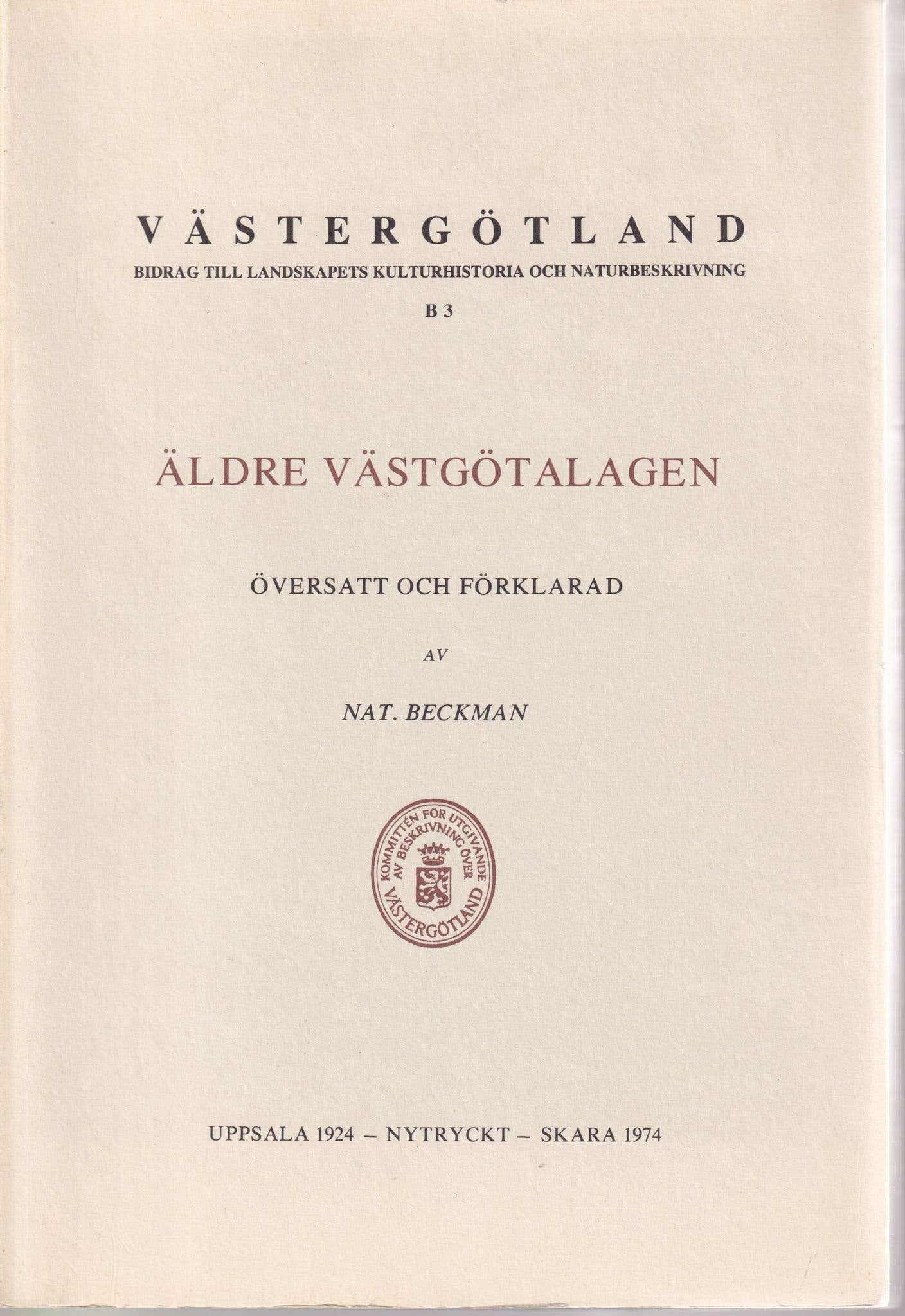 Se produkter som liknar Bok Äldre Västgötalagen av Na.. på Tradera ...