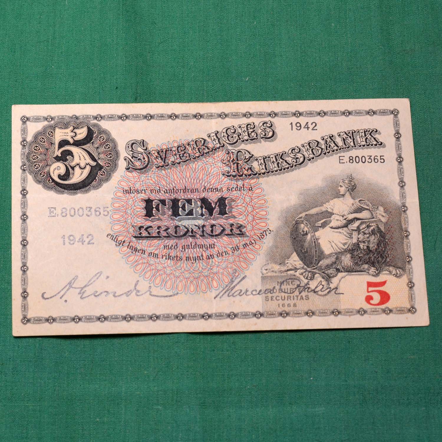 Se produkter som liknar Sverige 5 Kronor Sedel 1942 på Tradera (638476244)