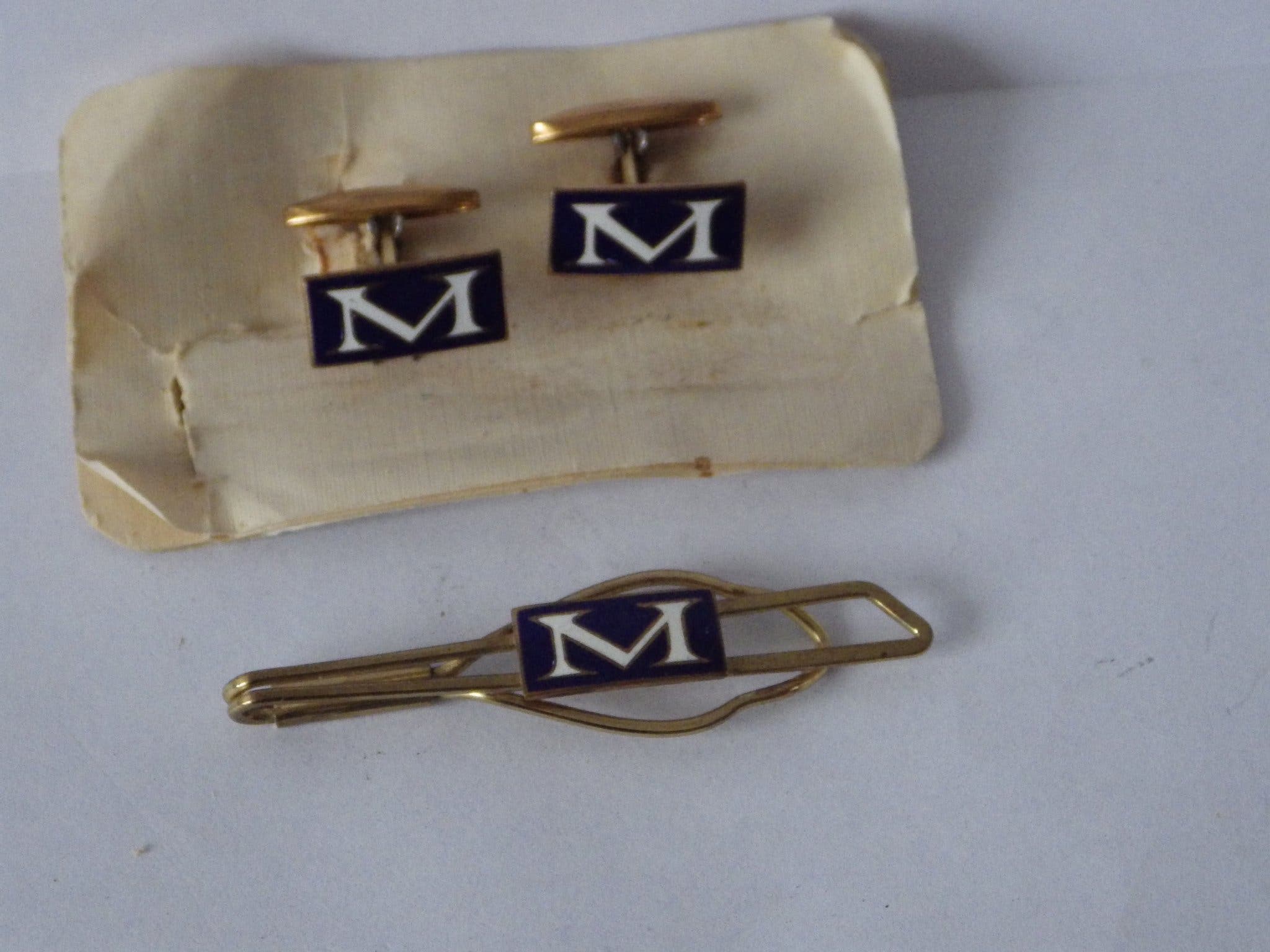 vintage set : manschett knappar & slipsnål . bl.. | Köp på Tradera ...