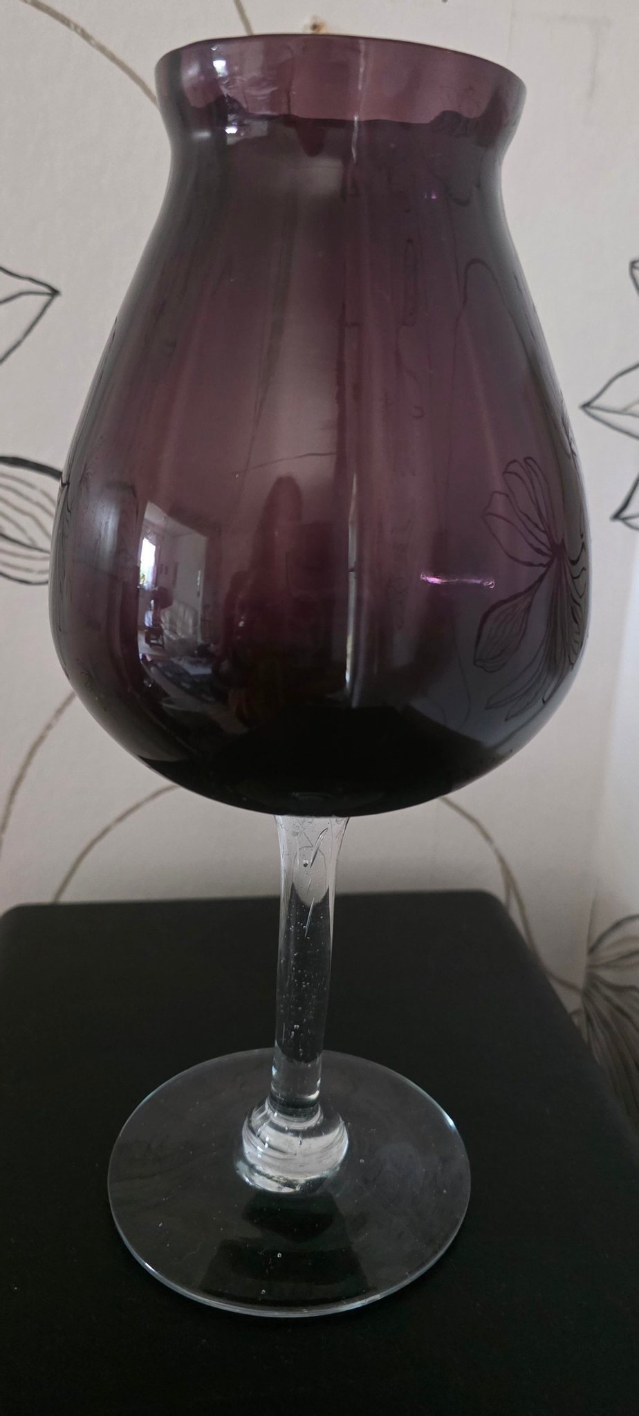 Retro- Stor Lila Kupa/ Vas på Klarglasfot / 190.. | Köp på Tradera ...