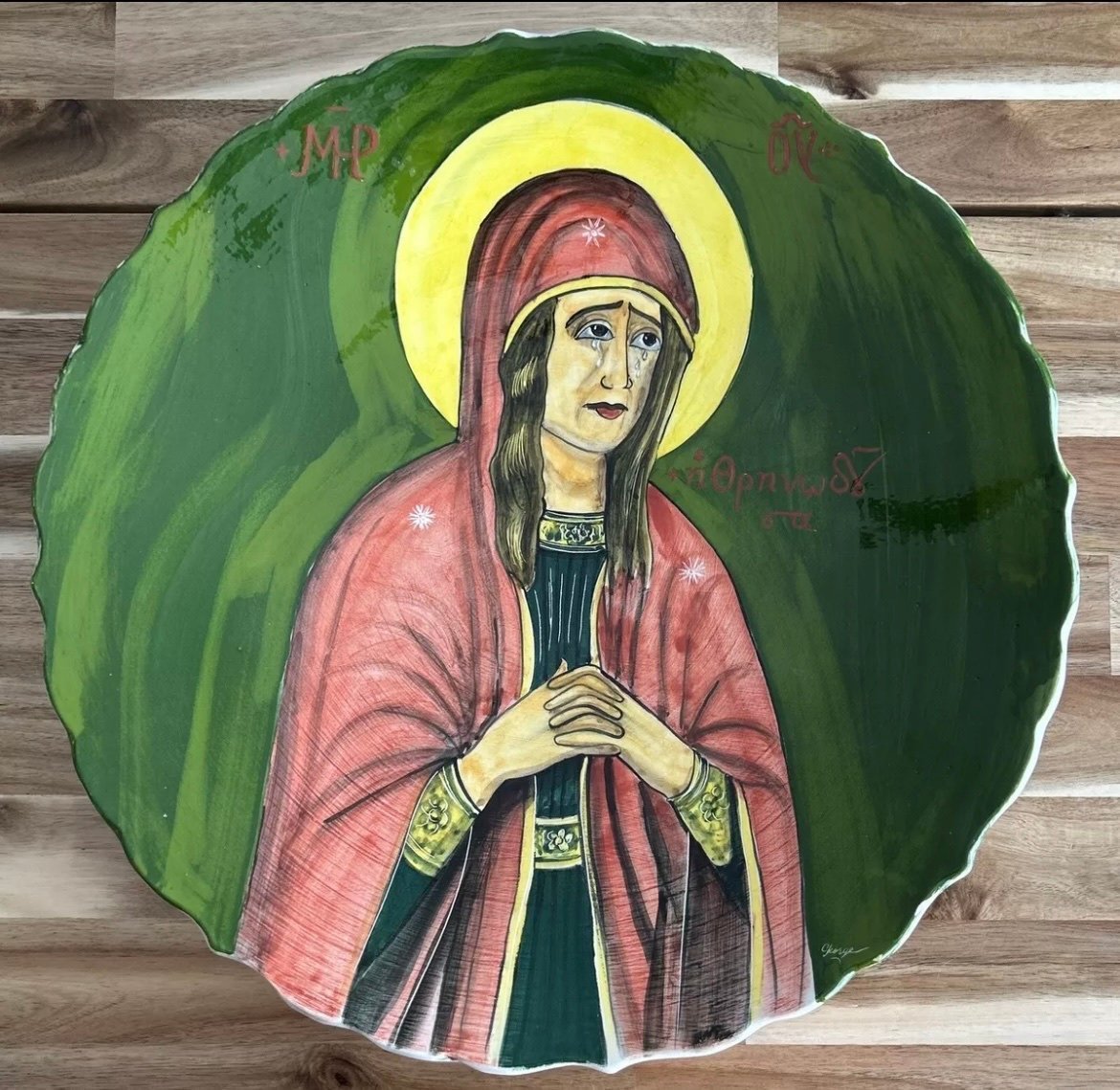 2000 Rare Crying Mary Handmade Icon on Porcelai.. | Köp på Tradera ...